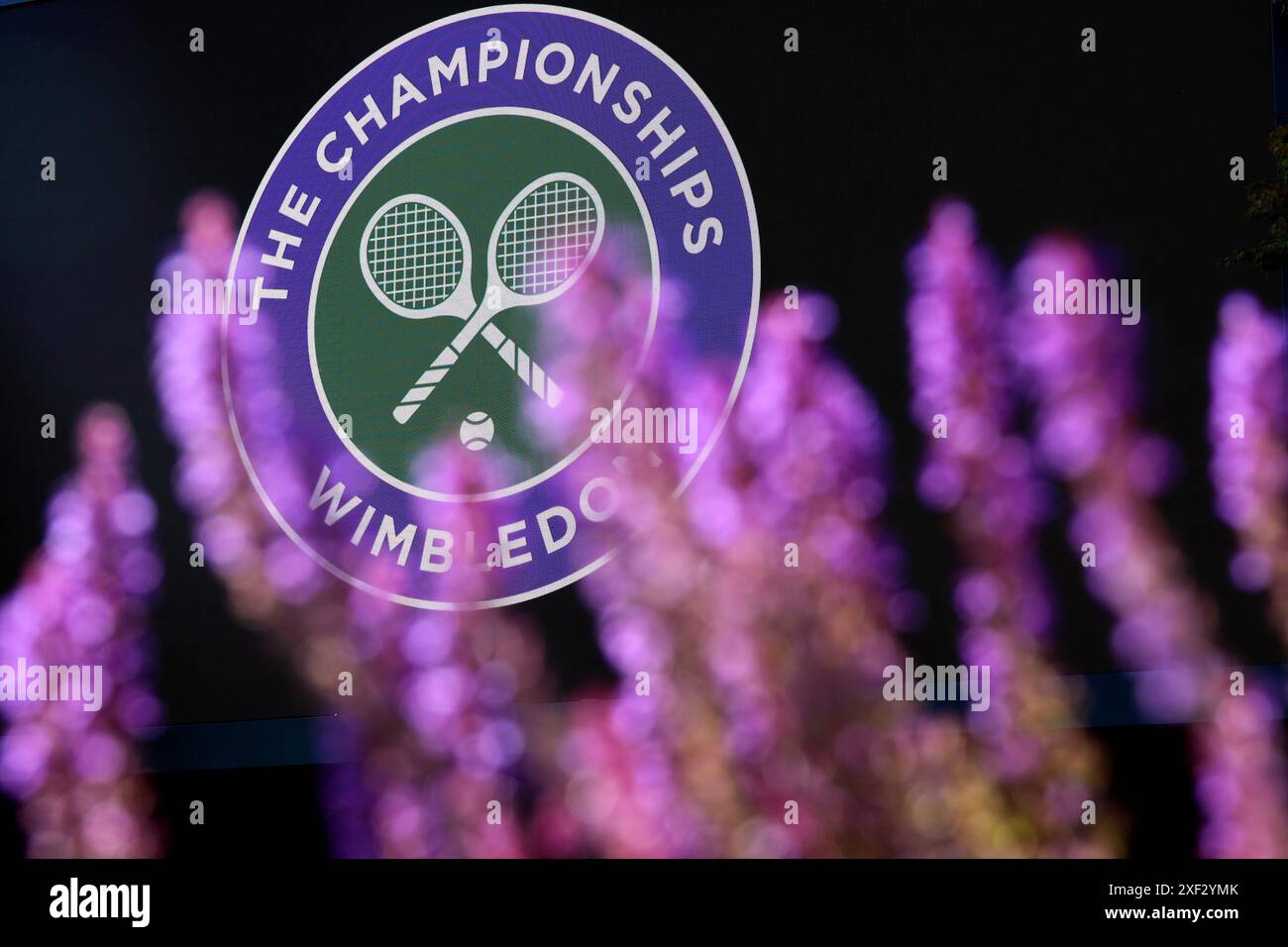 Wimbledon signage on day one of the 2024 Wimbledon Championships at the ...