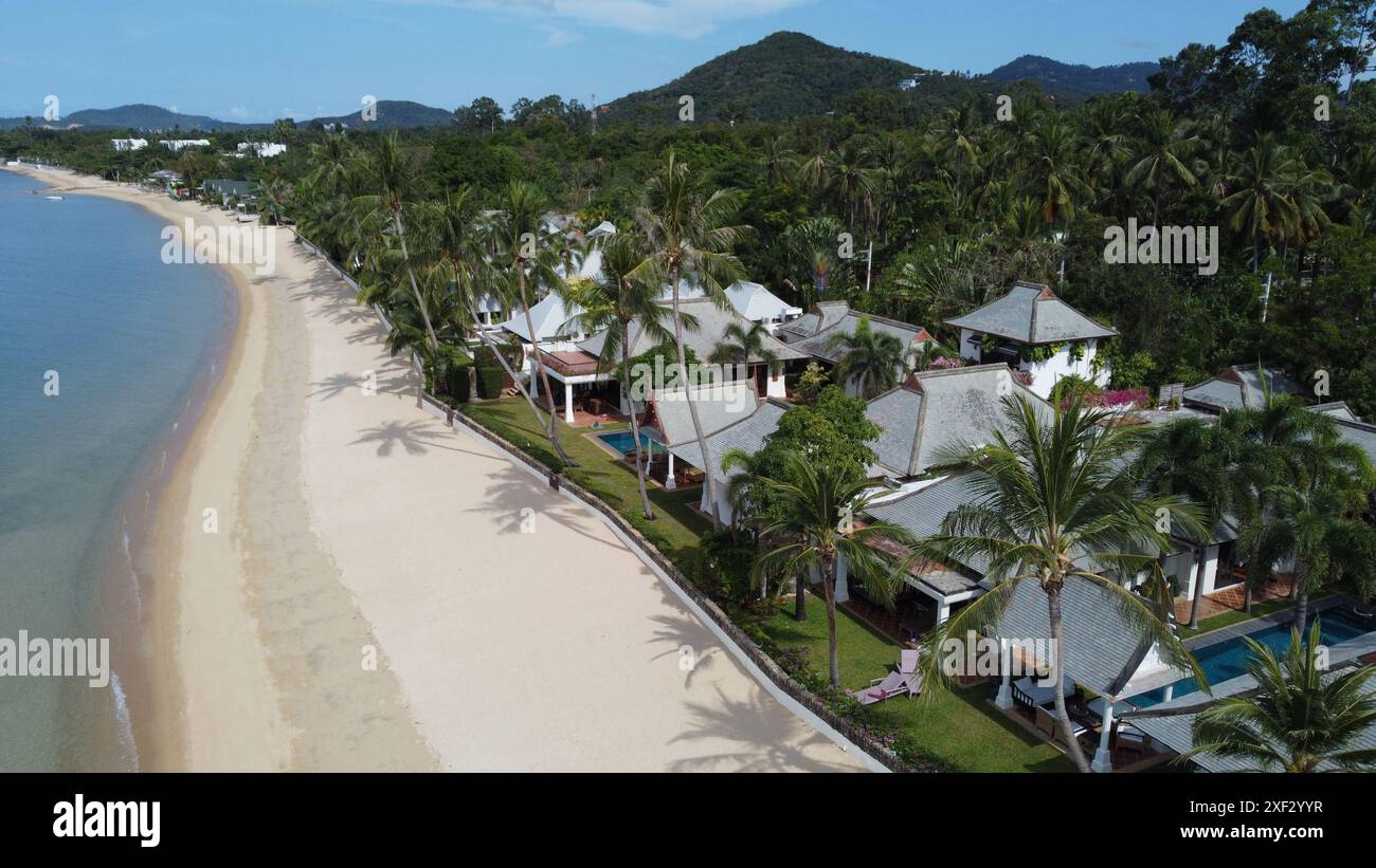 Aerial Drone View Of Mae Nam Beach In Koh Samui Thailand Stock Photo ...