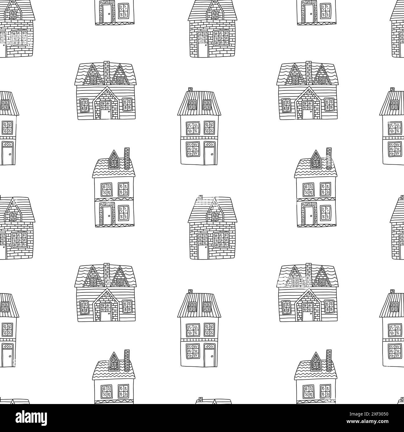 Hand drawn country house seamless pattern Stock Vector Image & Art - Alamy