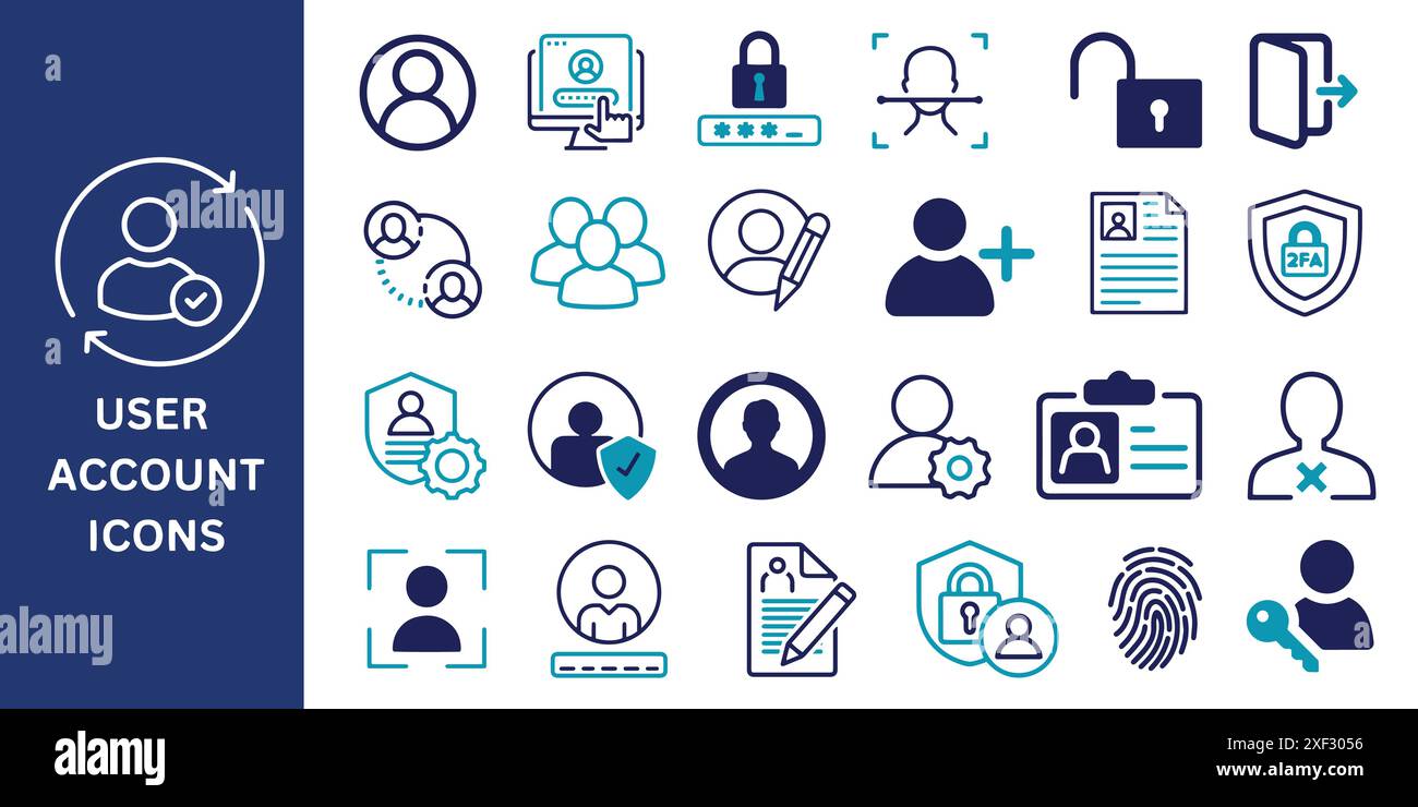User Account Icon Set. User, account, security, profile, password ... User Account Icon Set. User, account, security, profile, password ...