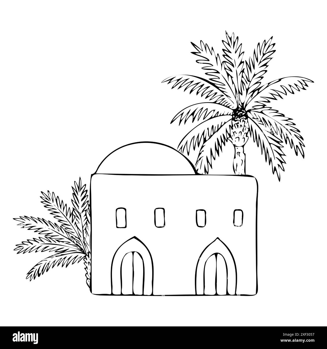 Arabic traditional house with palm trees Stock Vector Image & Art - Alamy