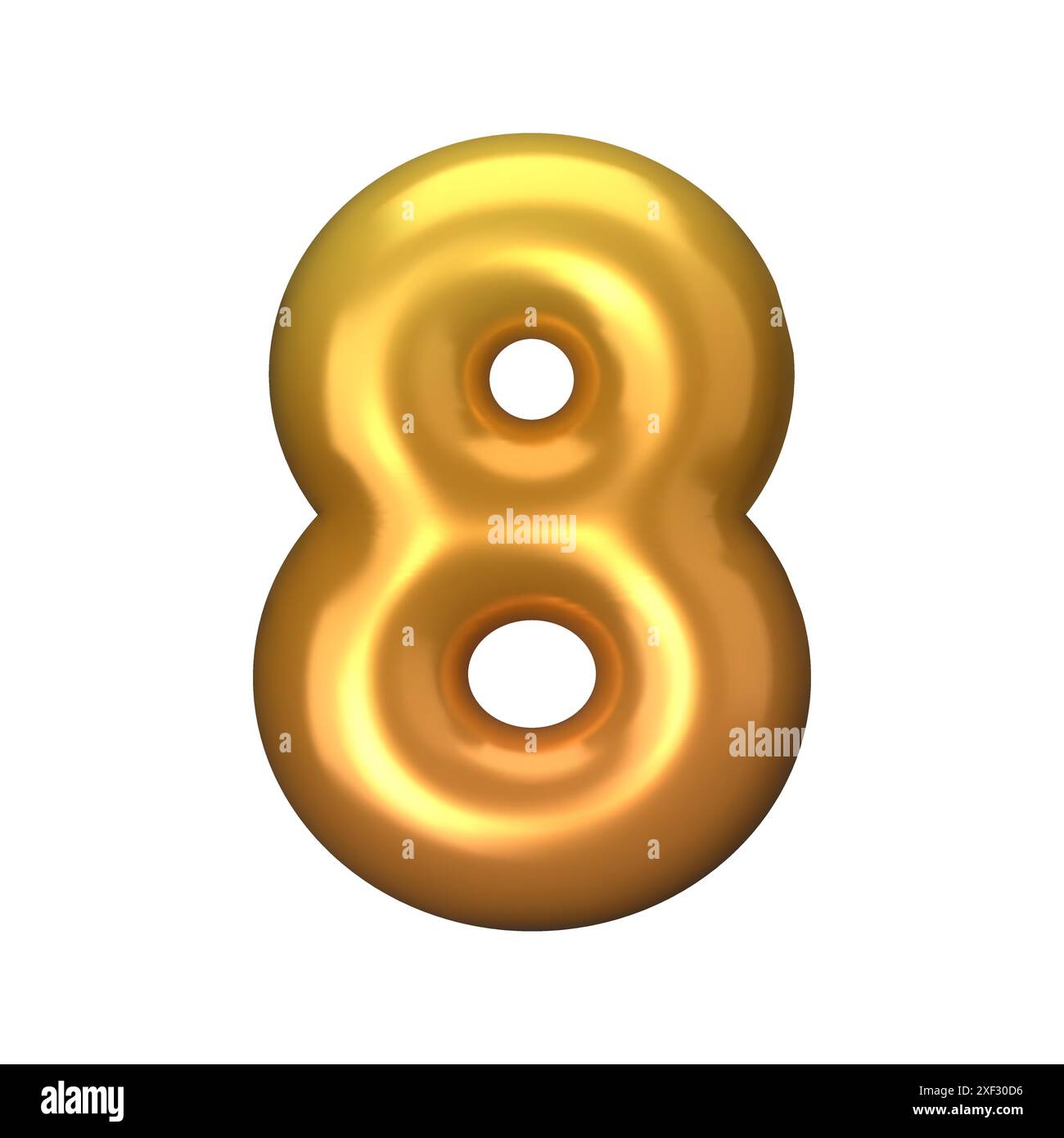 Numeral 8 - Golden Plastic Balloon Number eight Isolated on White ...