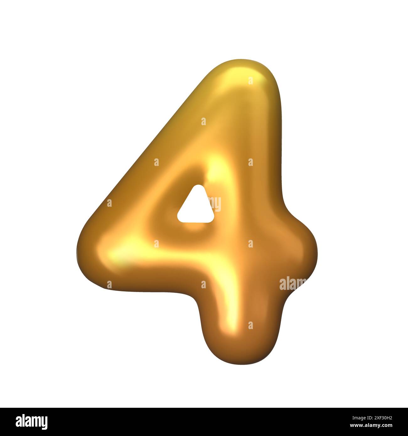 Numeral 4 - Golden Plastic Balloon Number four Isolated on White ...