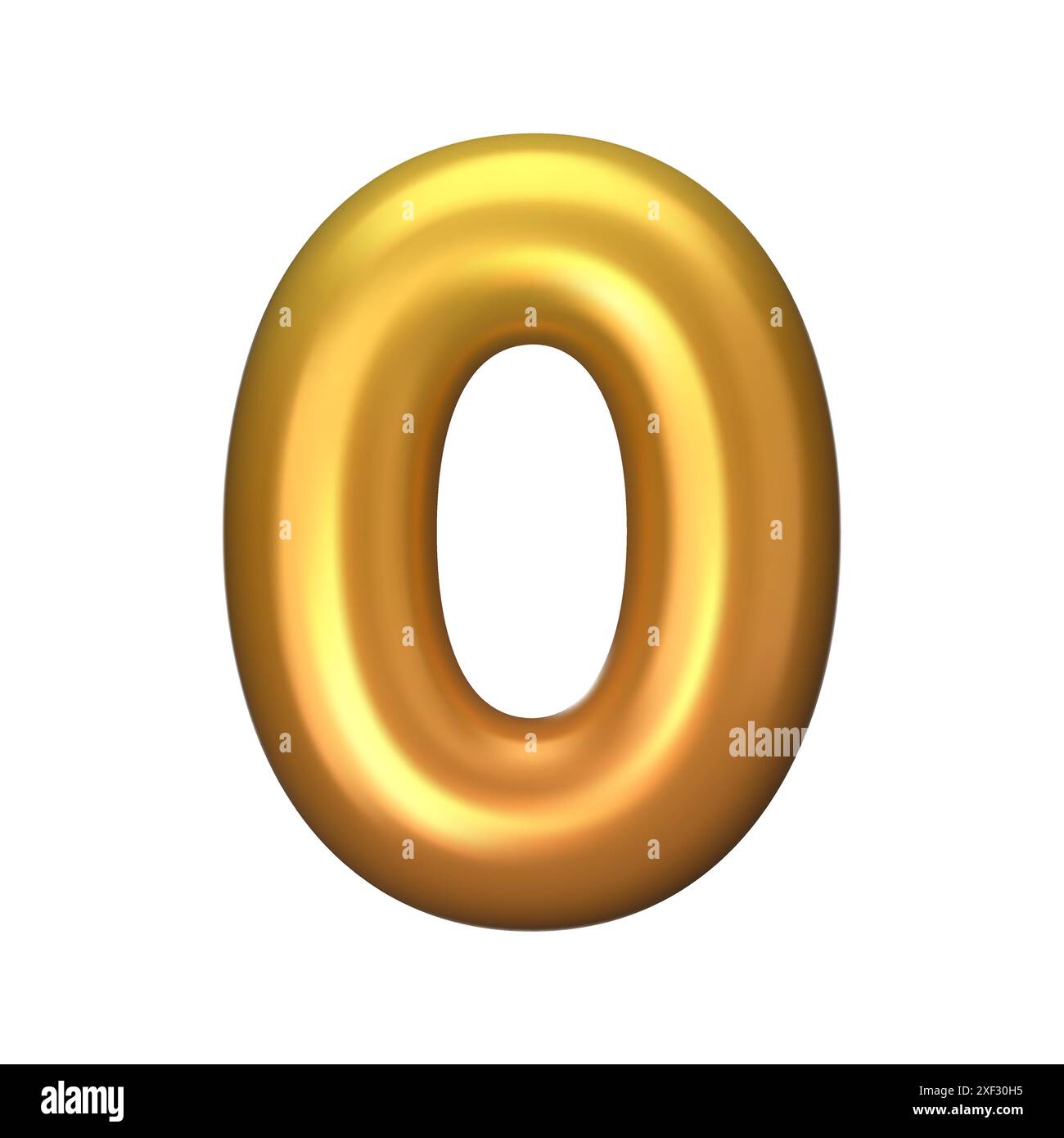 Numeral 0 - Golden Plastic Balloon Number zero Isolated on White Background. 3D Style Vector ...