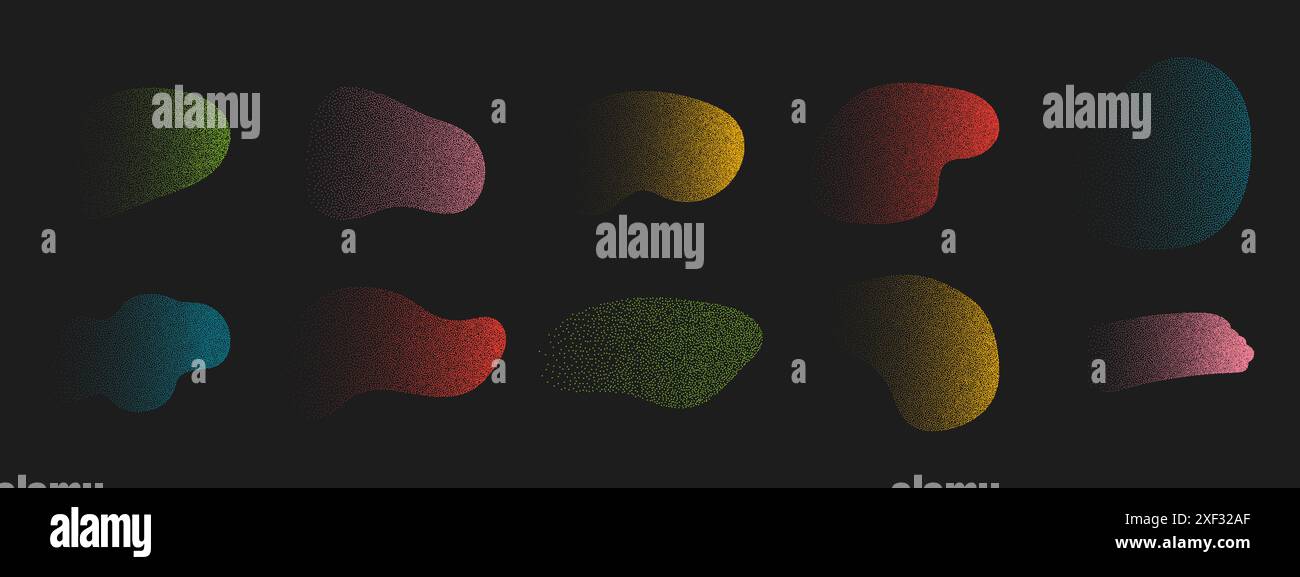 Simple abstract freeform shapes collection with grunge texture with ...