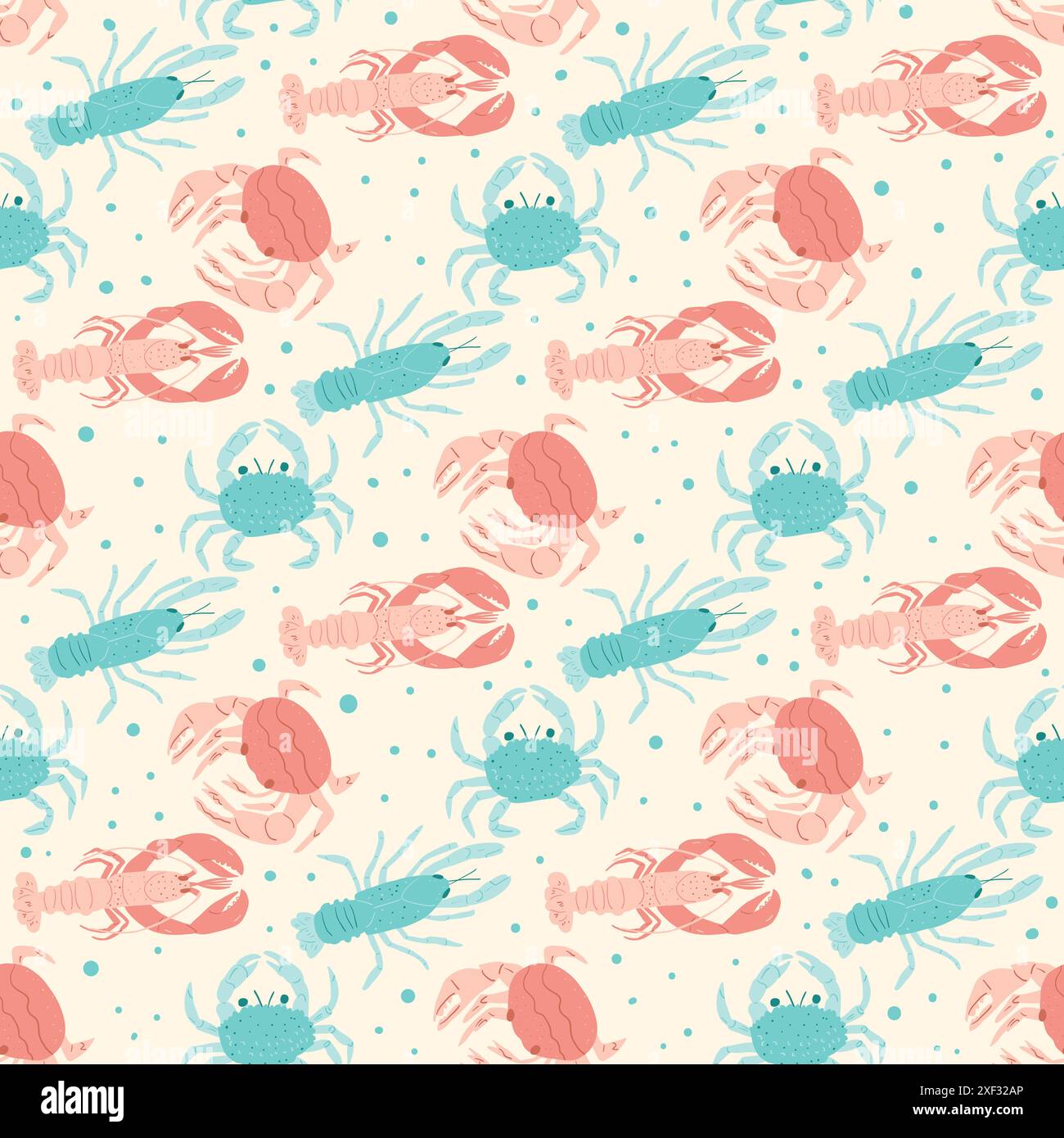 Crustaceans seamless pattern. Underwater world endless background ...