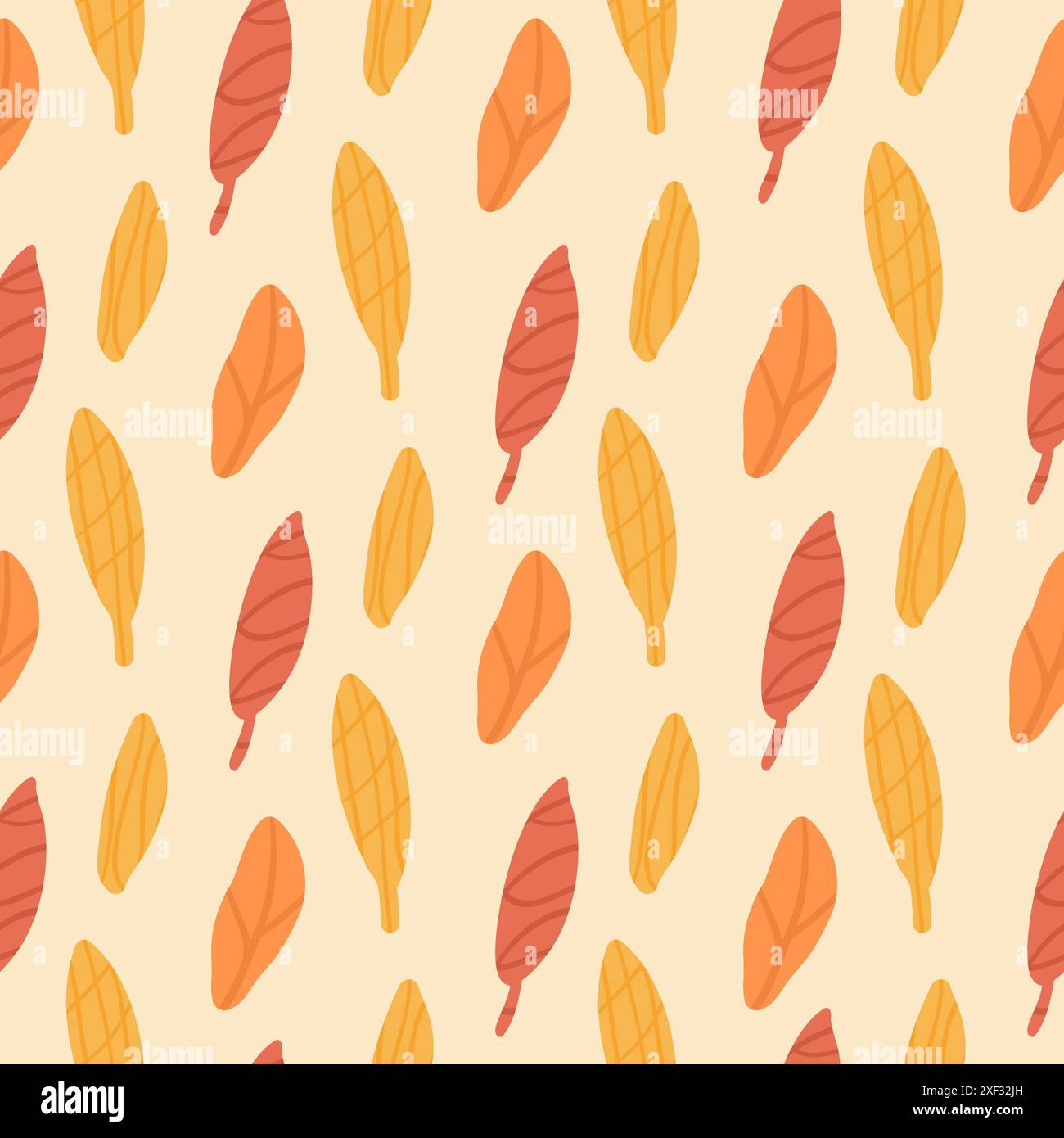 Twirling autumn leaves seamless pattern. Fall forest foliage repeat ...