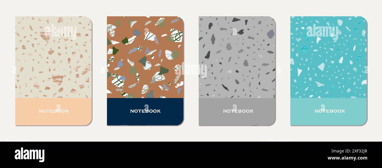 School notebook cover design. Terrazzo abstract background made of ...