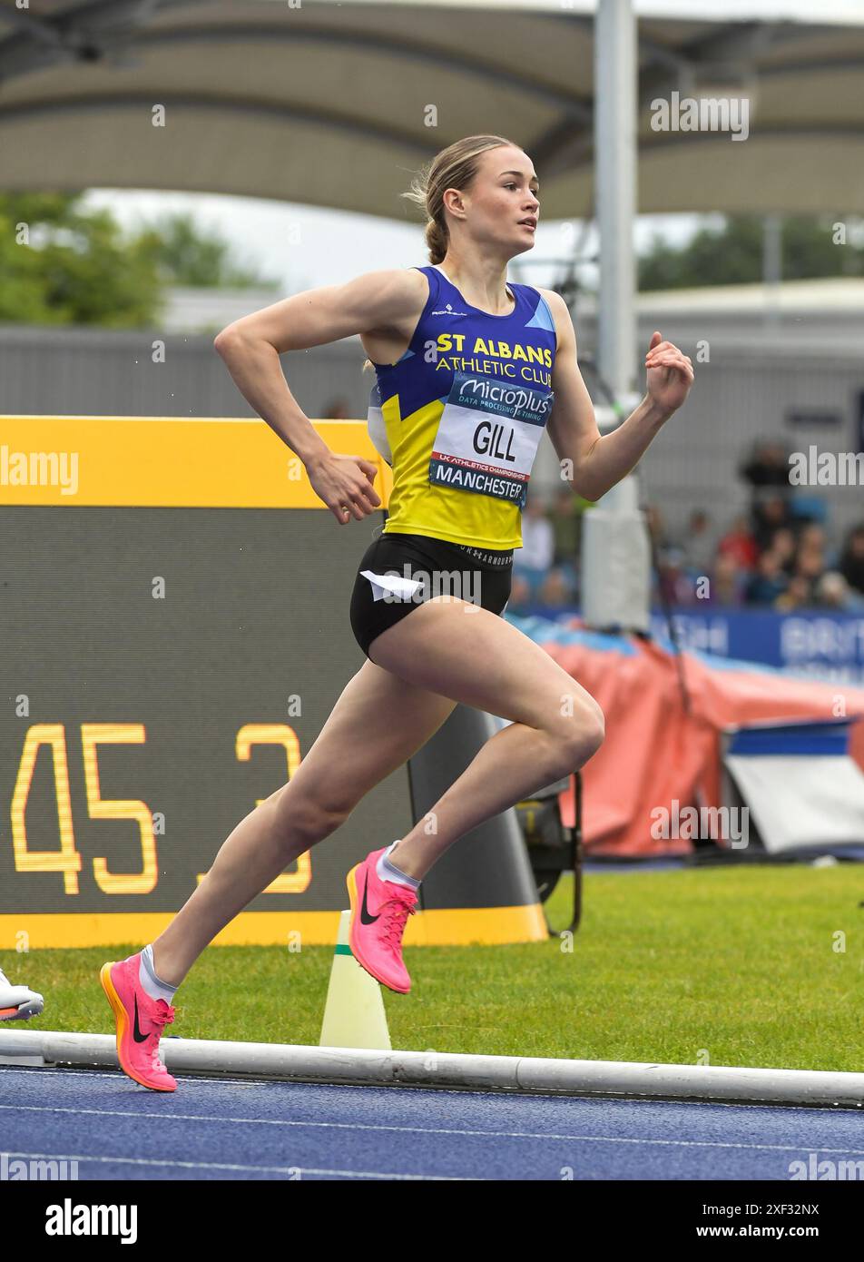 Phoebe Gill of St Albans AC competing in women's 800m finals at the UK ...