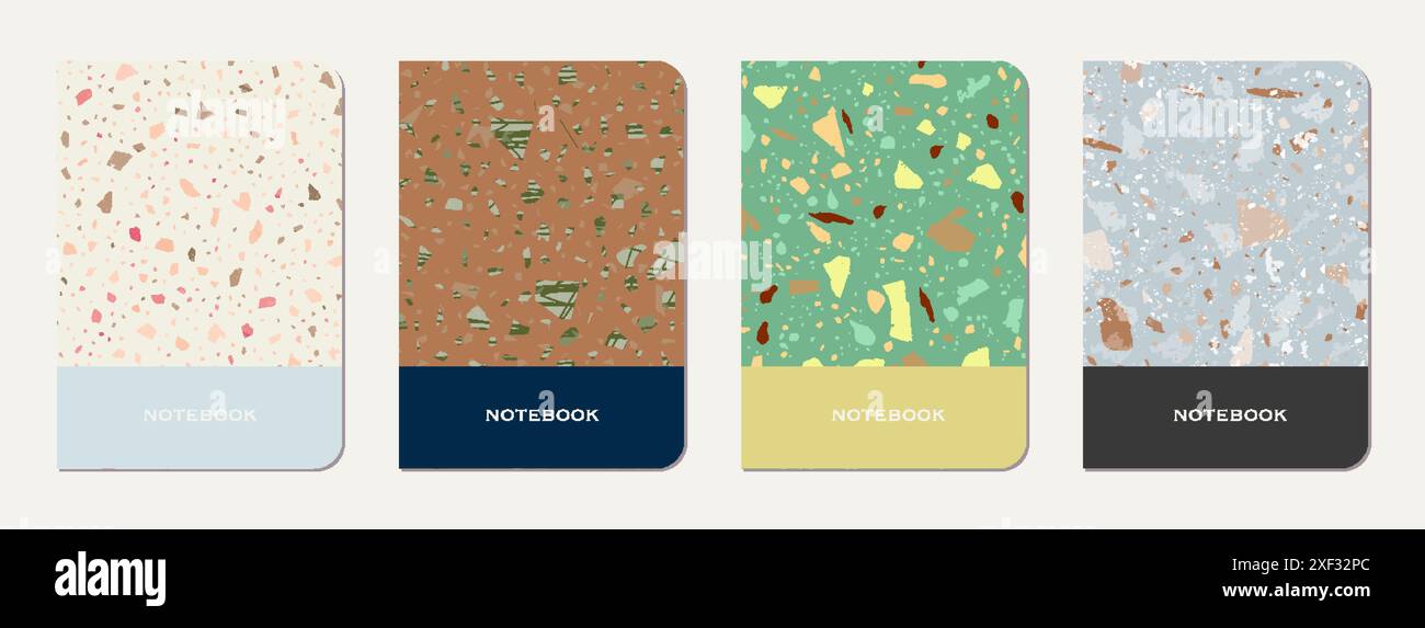 School notebook cover design. Terrazzo abstract background made of ...