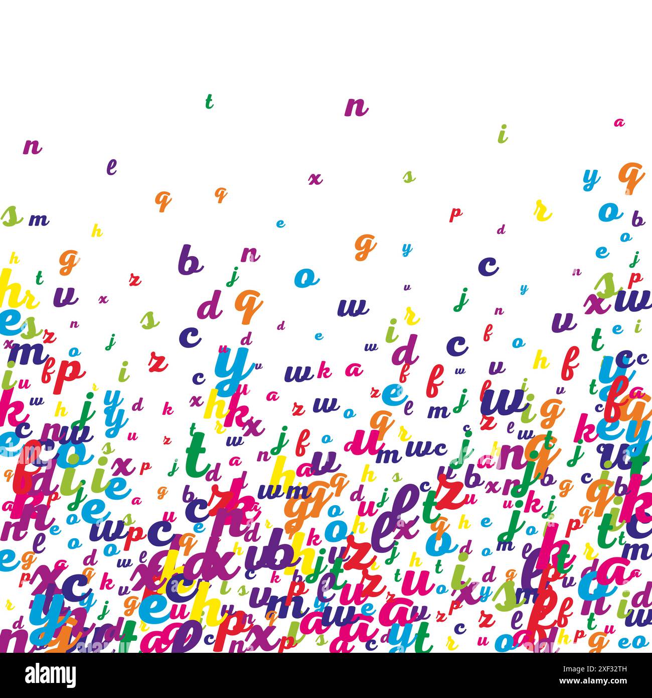 Falling letters of English language. Colorful childish flying ...