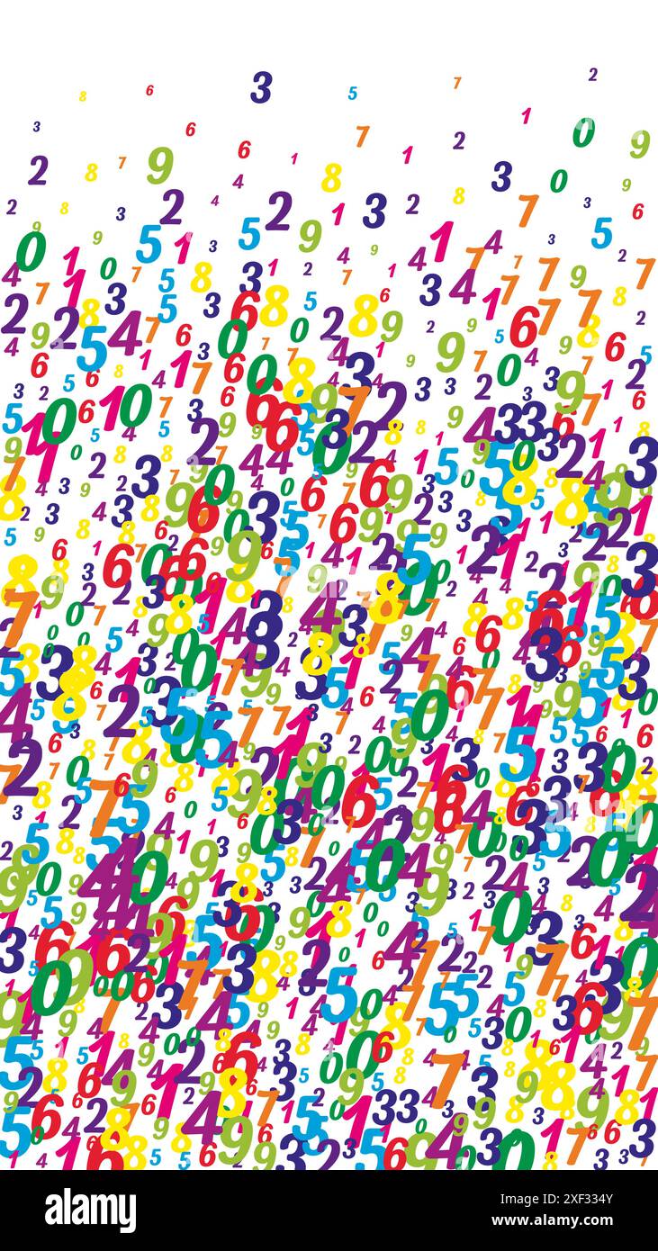 School math notebook cover. Colorful childish numbers floating in the ...