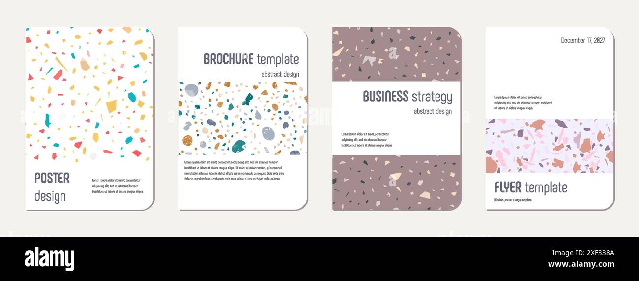Note book cover design. Terrazzo abstract background made of natural ...