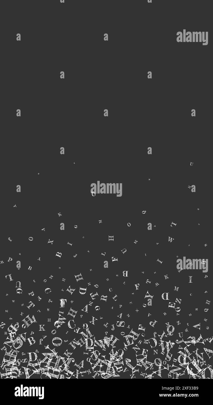 Concept of school background. White chalk falling letters of English ...