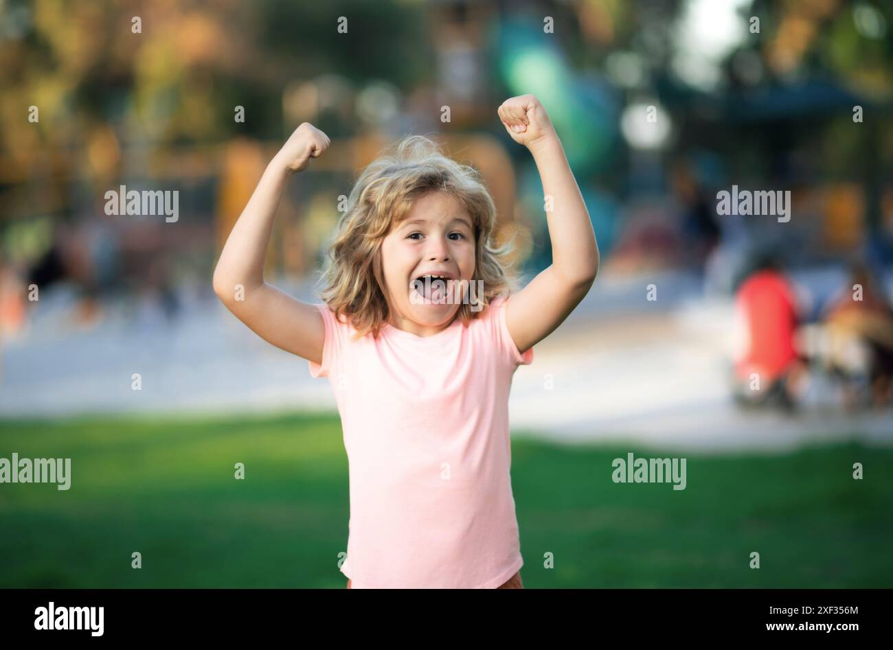 Excited face, amazed emotions of cute little kid boy. Portrait of kid ...