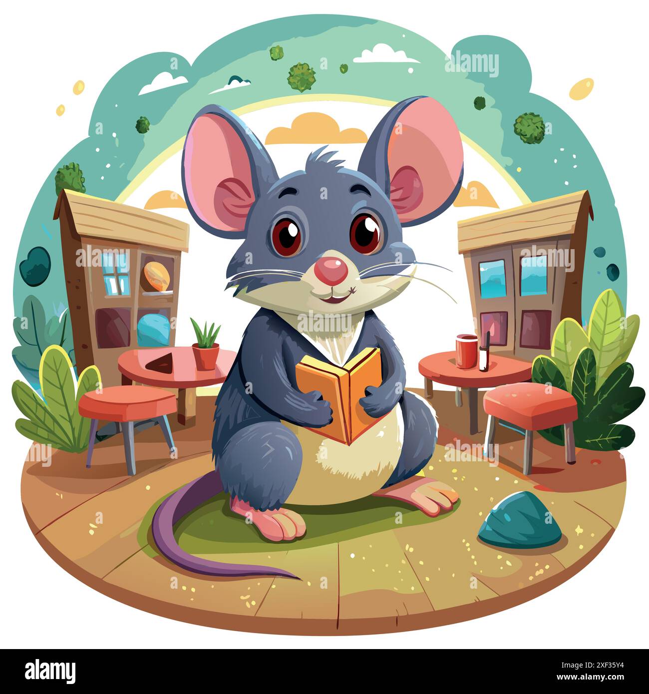 Eastern Woodrat mouse incapable sits school vector. AI generated image ...