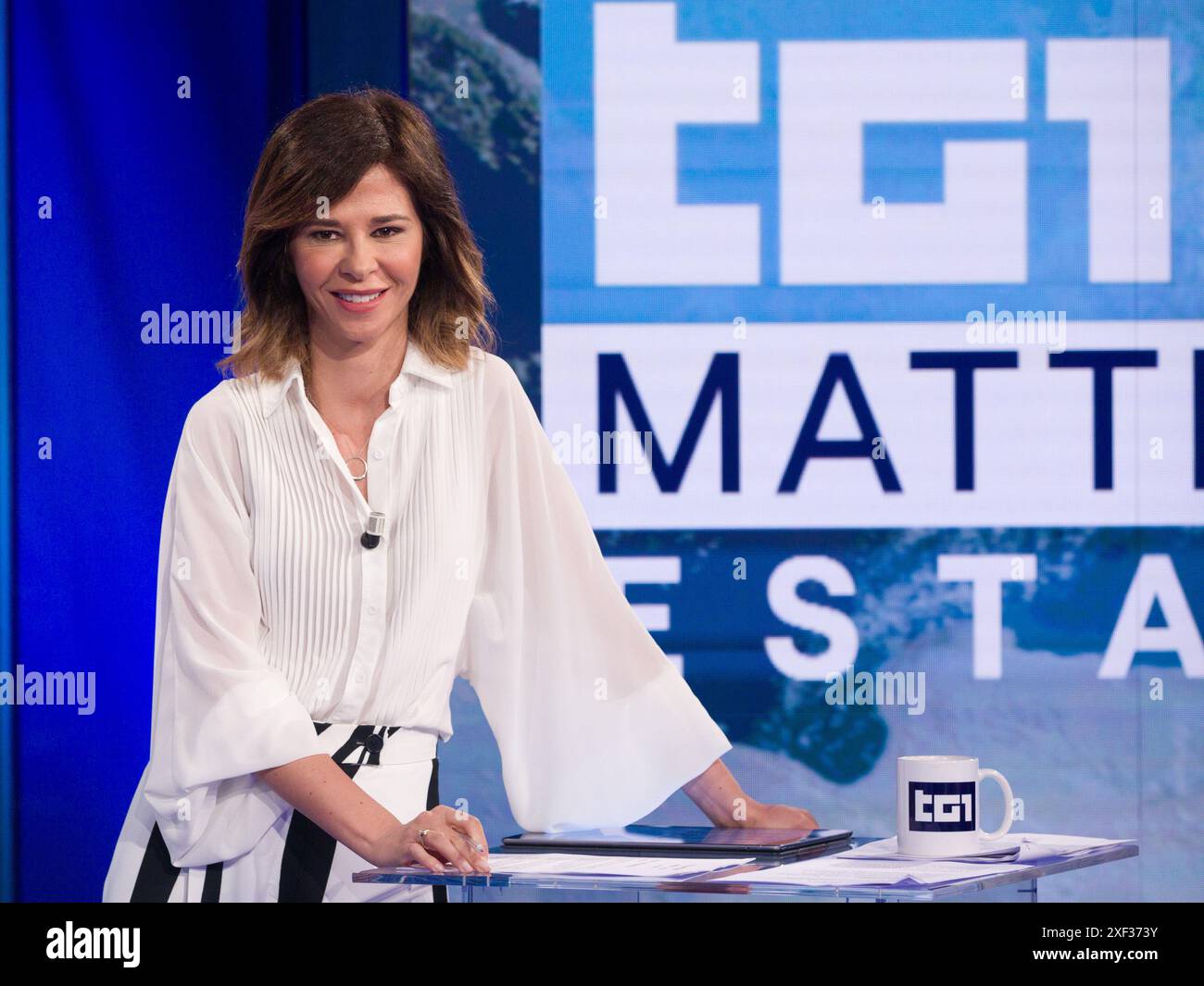 Rome, Rai Saxa Rubra studios, TV broadcast "Tg1 Mattina Estate". In the ...