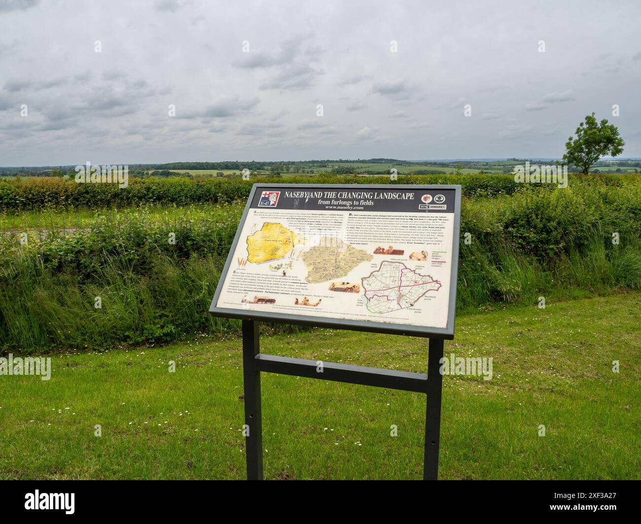 Information board with views across the English Civil War battlefield ...