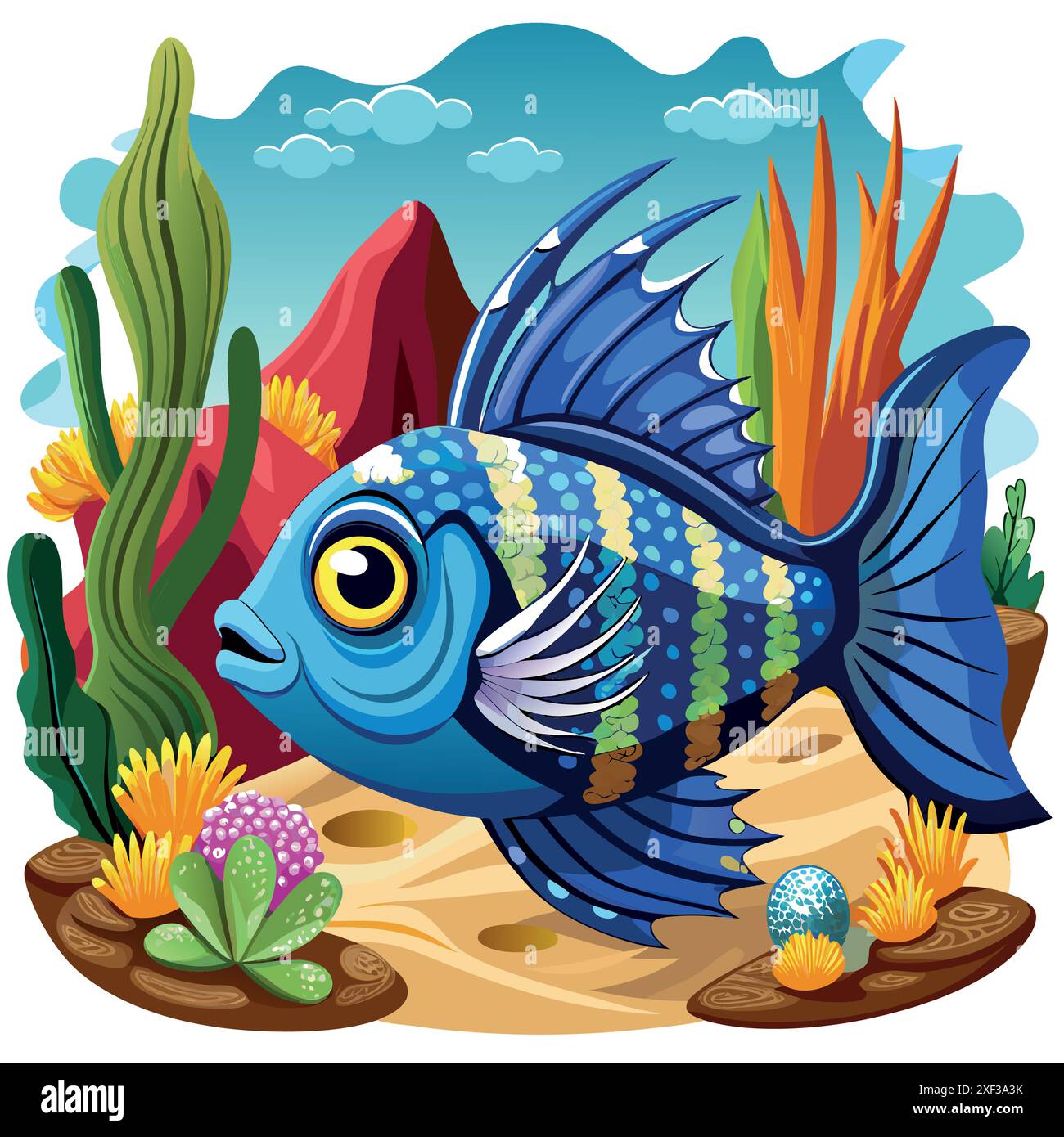 Emperor Angelfish fish desecrated walks street vector. AI generated ...