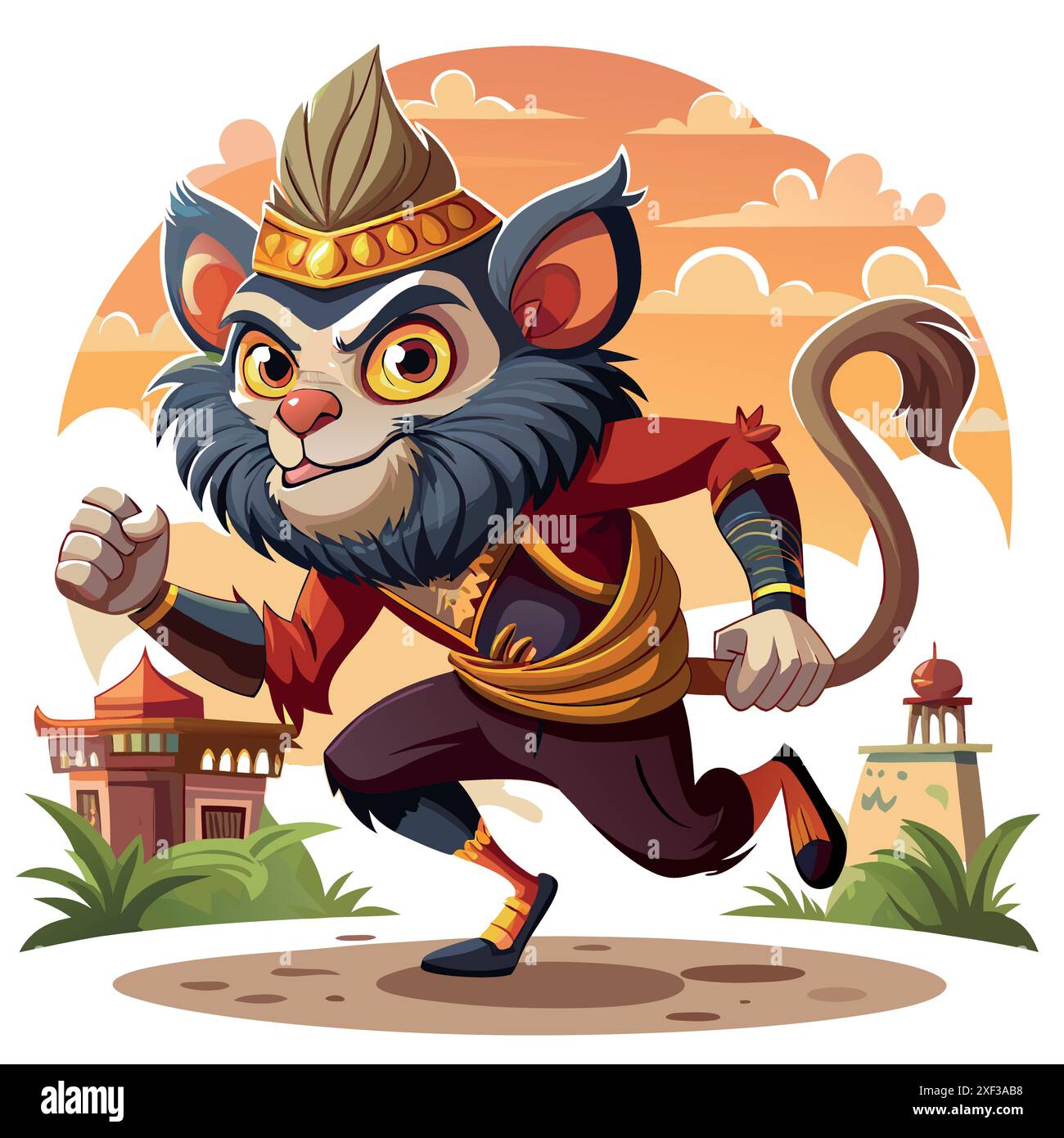 Emperor Tamarin monkey inspired runs street vector. AI generated image ...