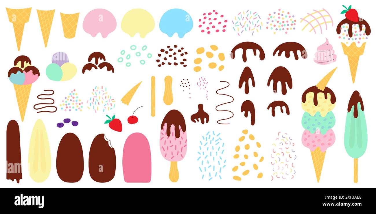 Ice cream waffle sprinkle chocolate Stock Vector Images - Alamy
