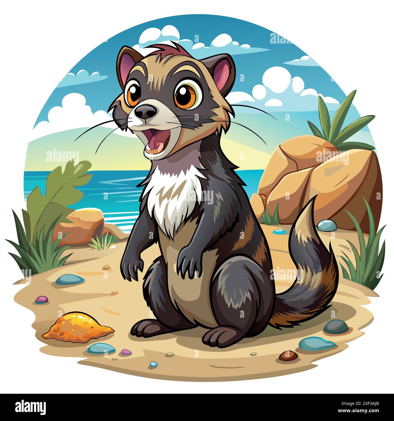 English Angora Rabbit lost lies ocean vector. AI generated image ...