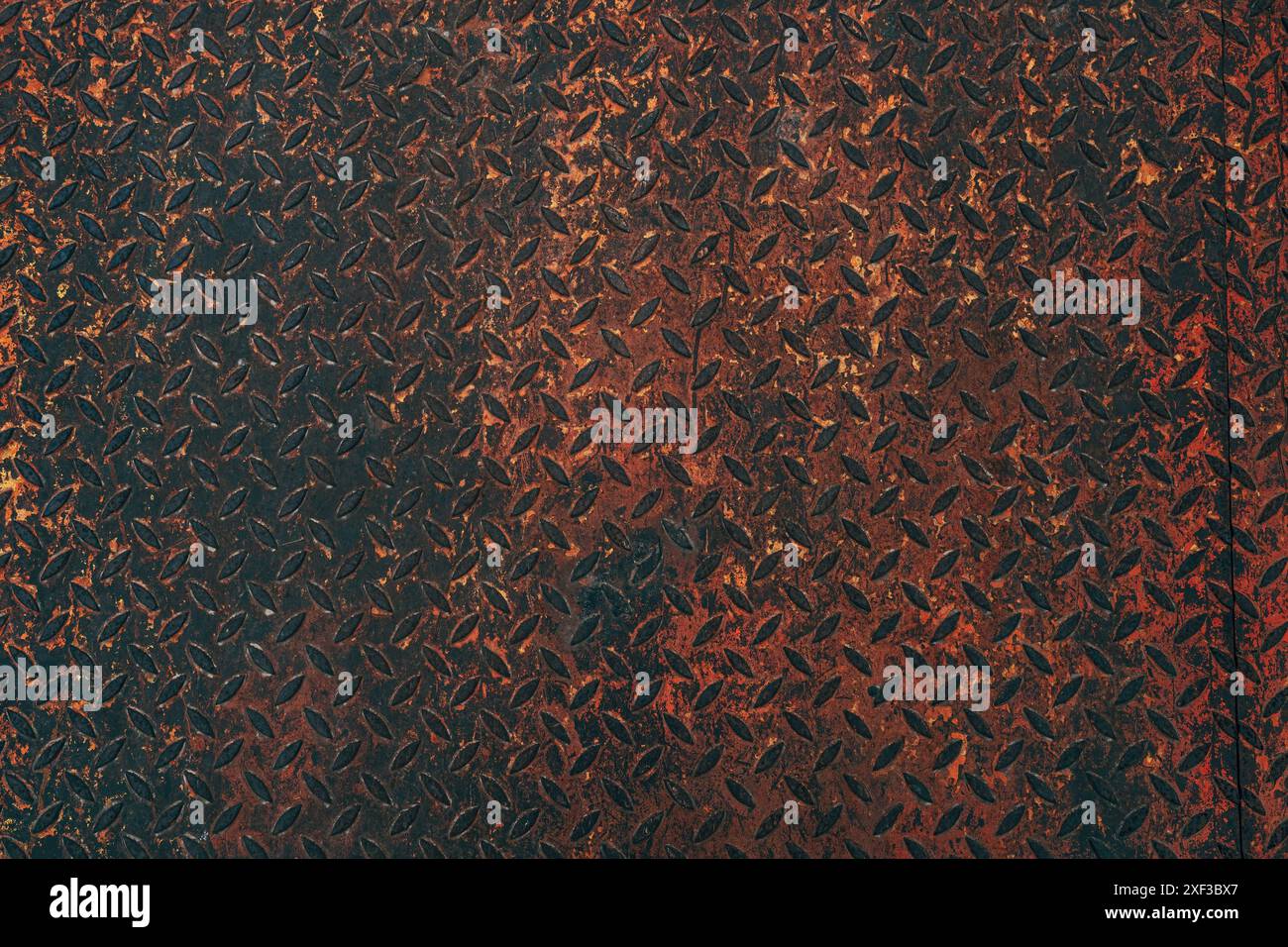 Rusty corroded steel metal surface with anti slip pattern as background ...