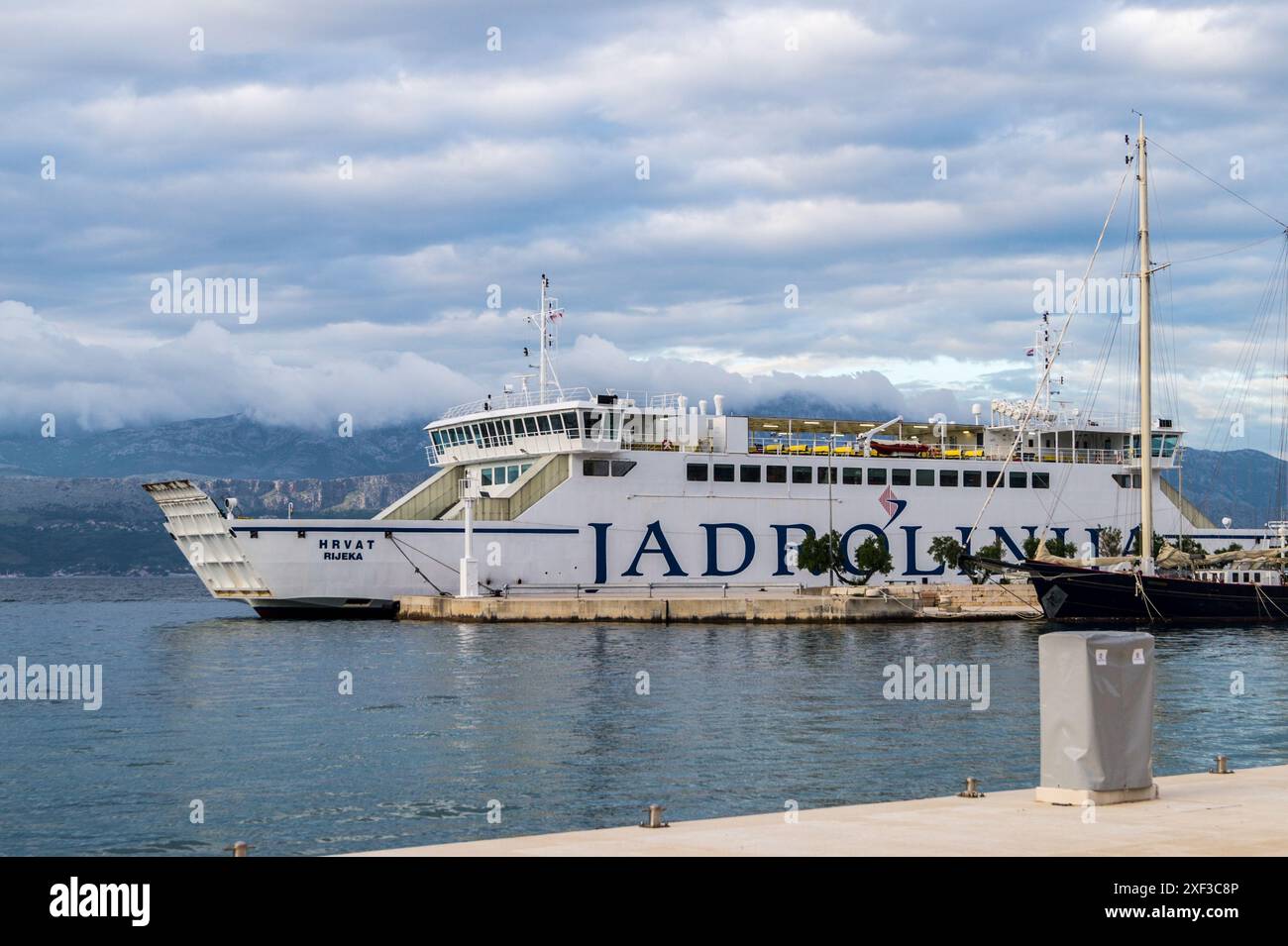 Jadrolinija car ferry from Split, Supetar town, Brac island, Croatia ...