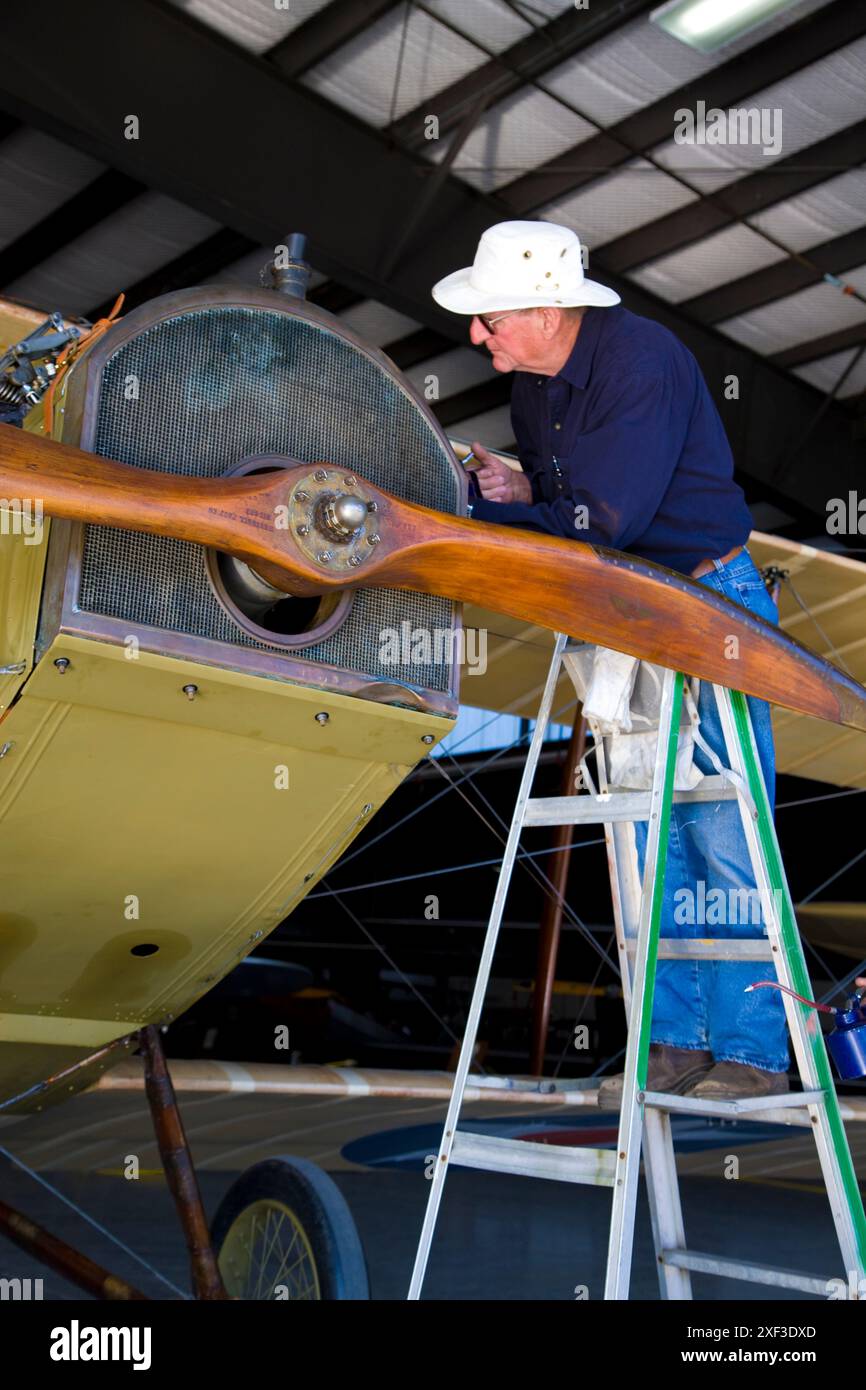 Antique airplane maintenance Stock Photo - Alamy