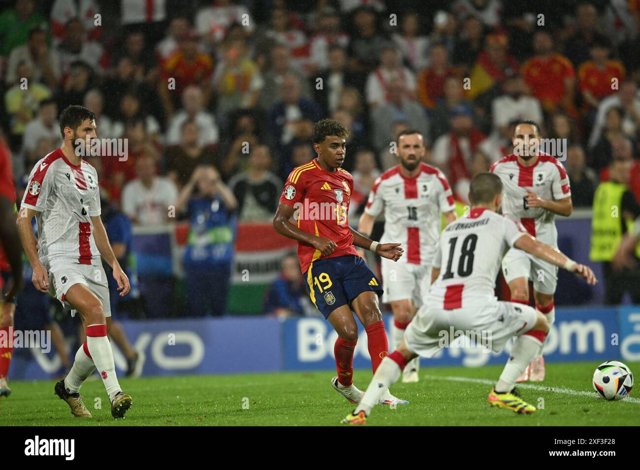 Lamine Yamal (Spain)Budu Zivzivadze (Georgia) during the UEFA Euro ...