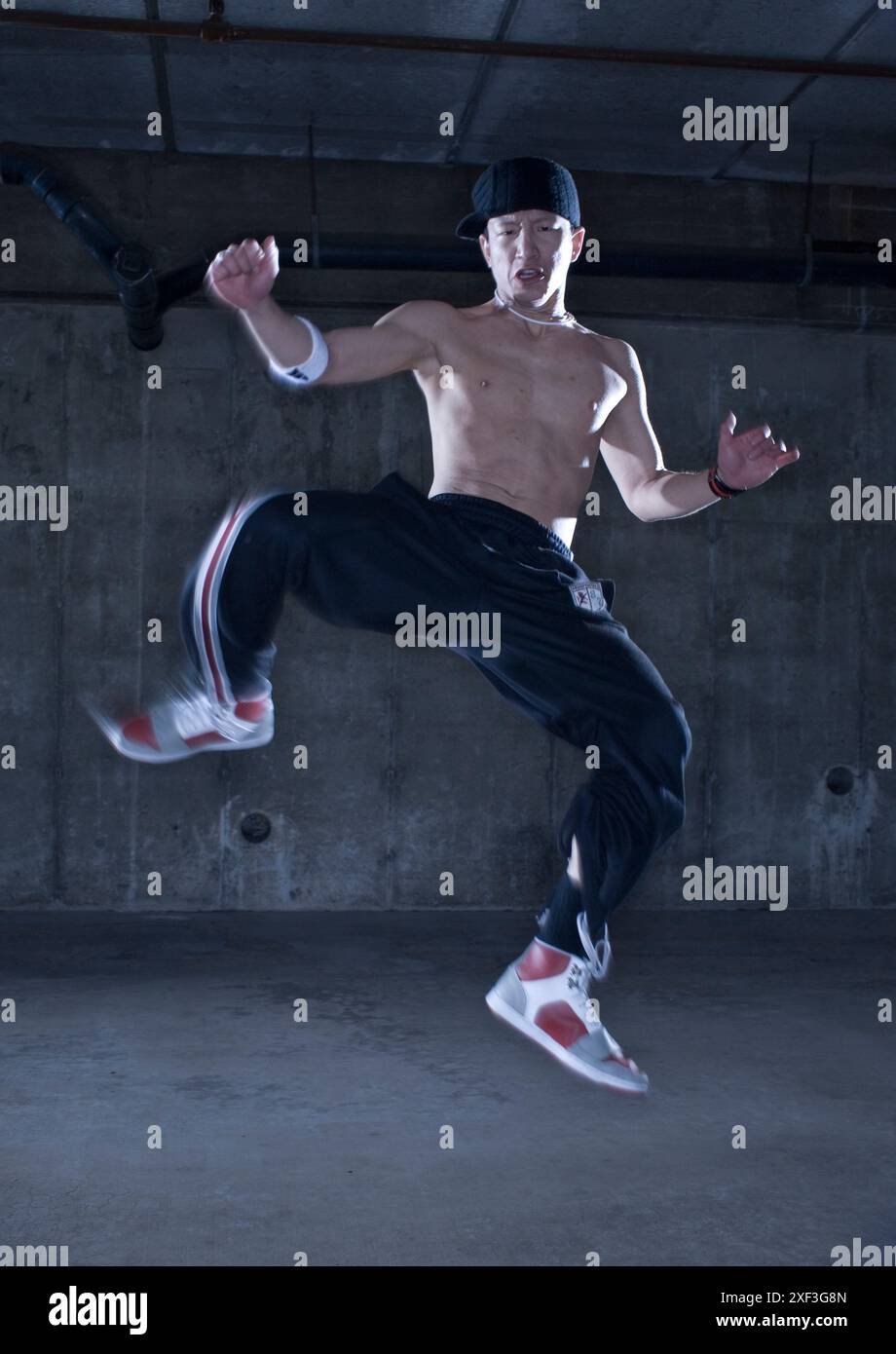 Chinese dancer dances inside garage, San Diego, California Stock Photo ...