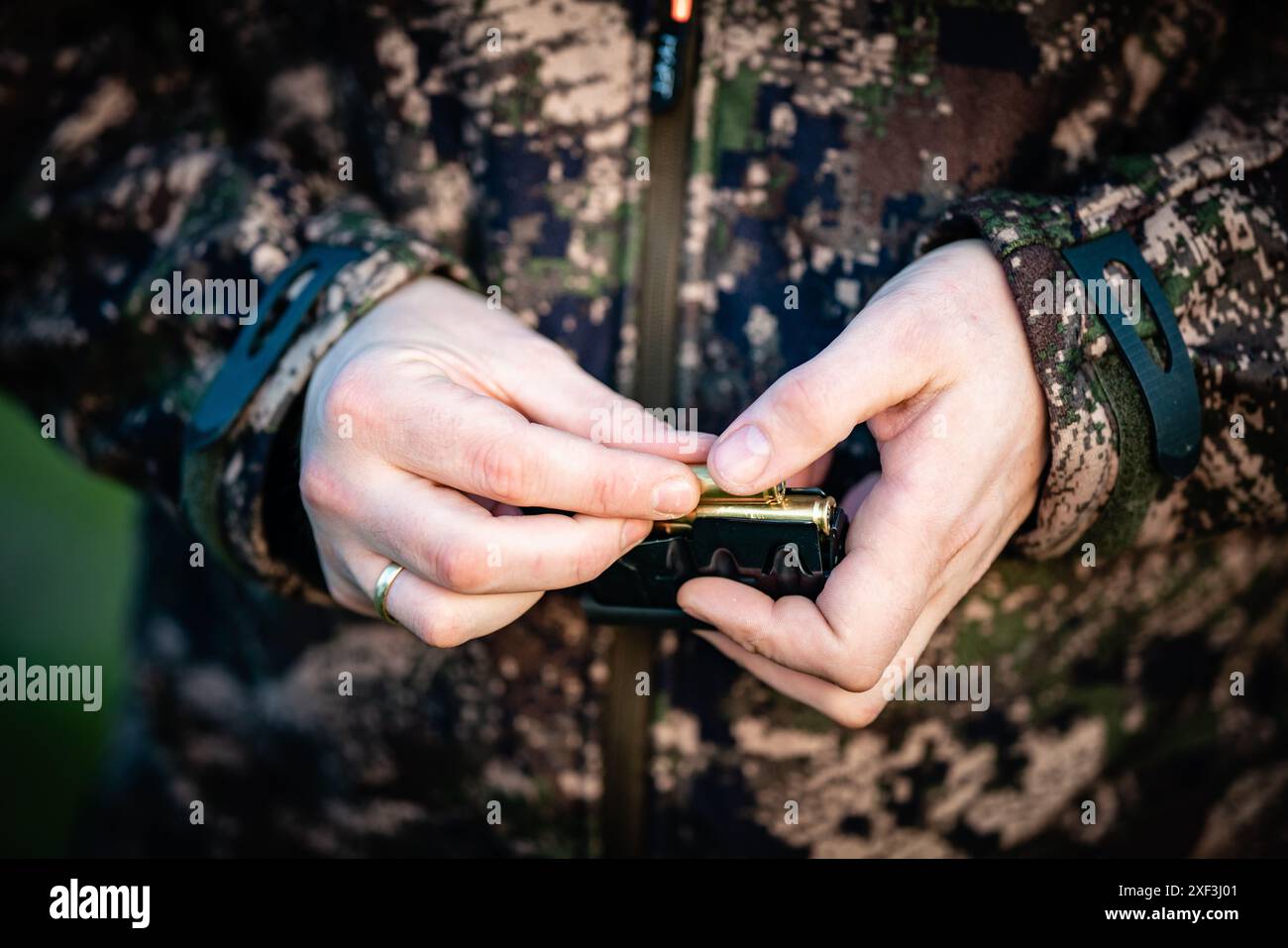 hunter, preparing, ammunition, reloading, rifle, hunting, bullets ...