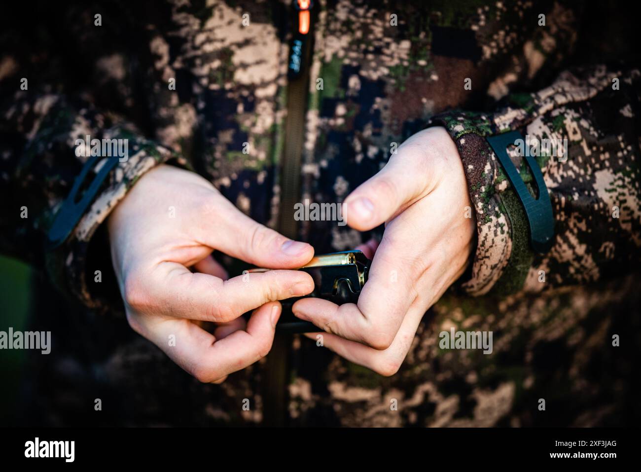 hunter, preparing, ammunition, reloading, rifle, hunting, bullets ...