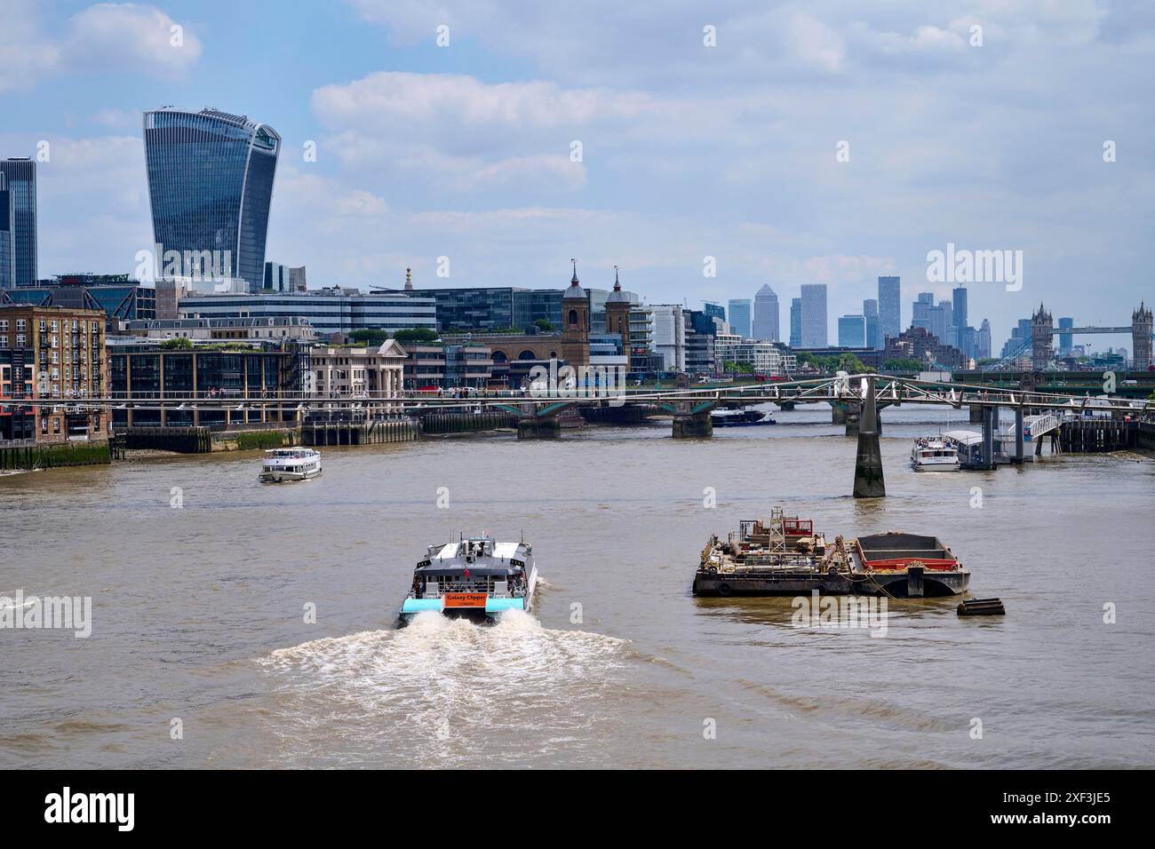 The view from Blackfriars Bridge, looking down the River Thames, London ...