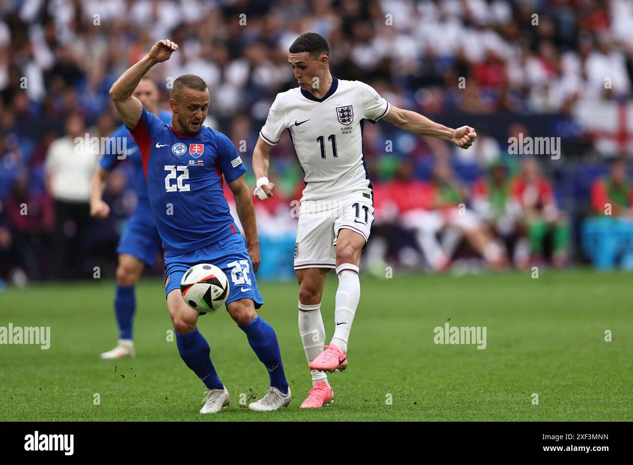 Stanislav Lobotka (Slovakia)Phil Foden (England) during the UEFA Euro ...