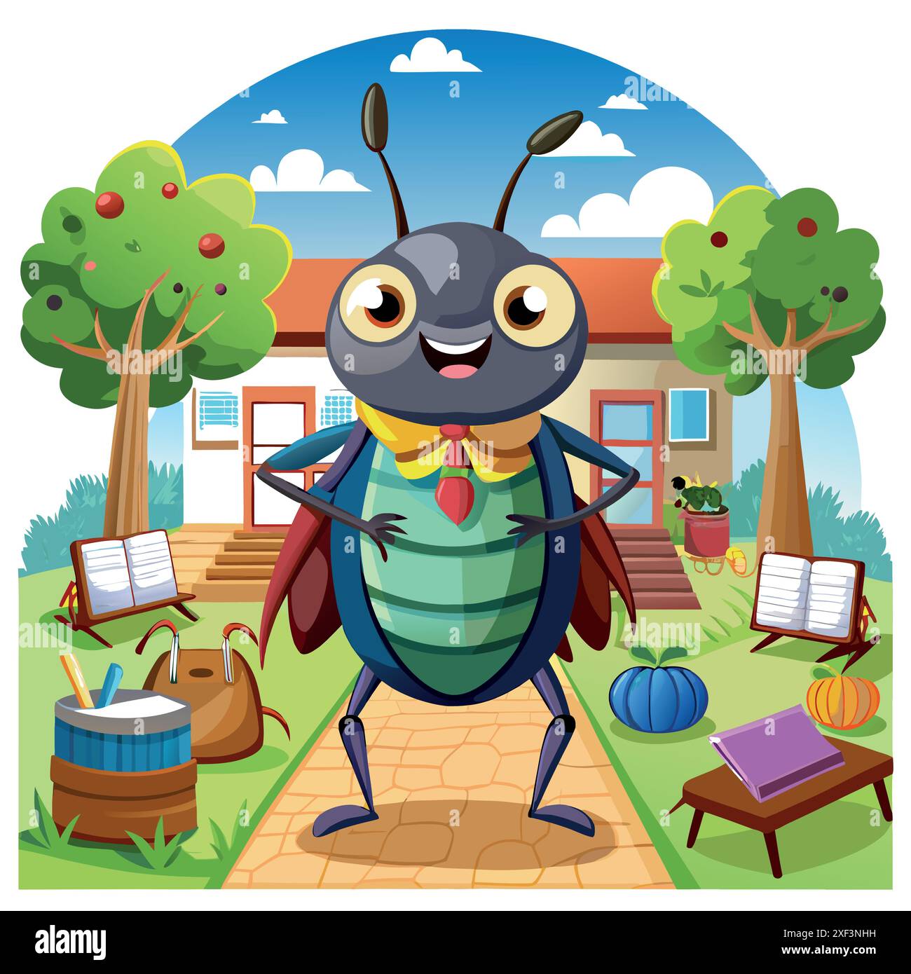 Figeater Beetle bug satisfied cries school vector. AI generated image ...