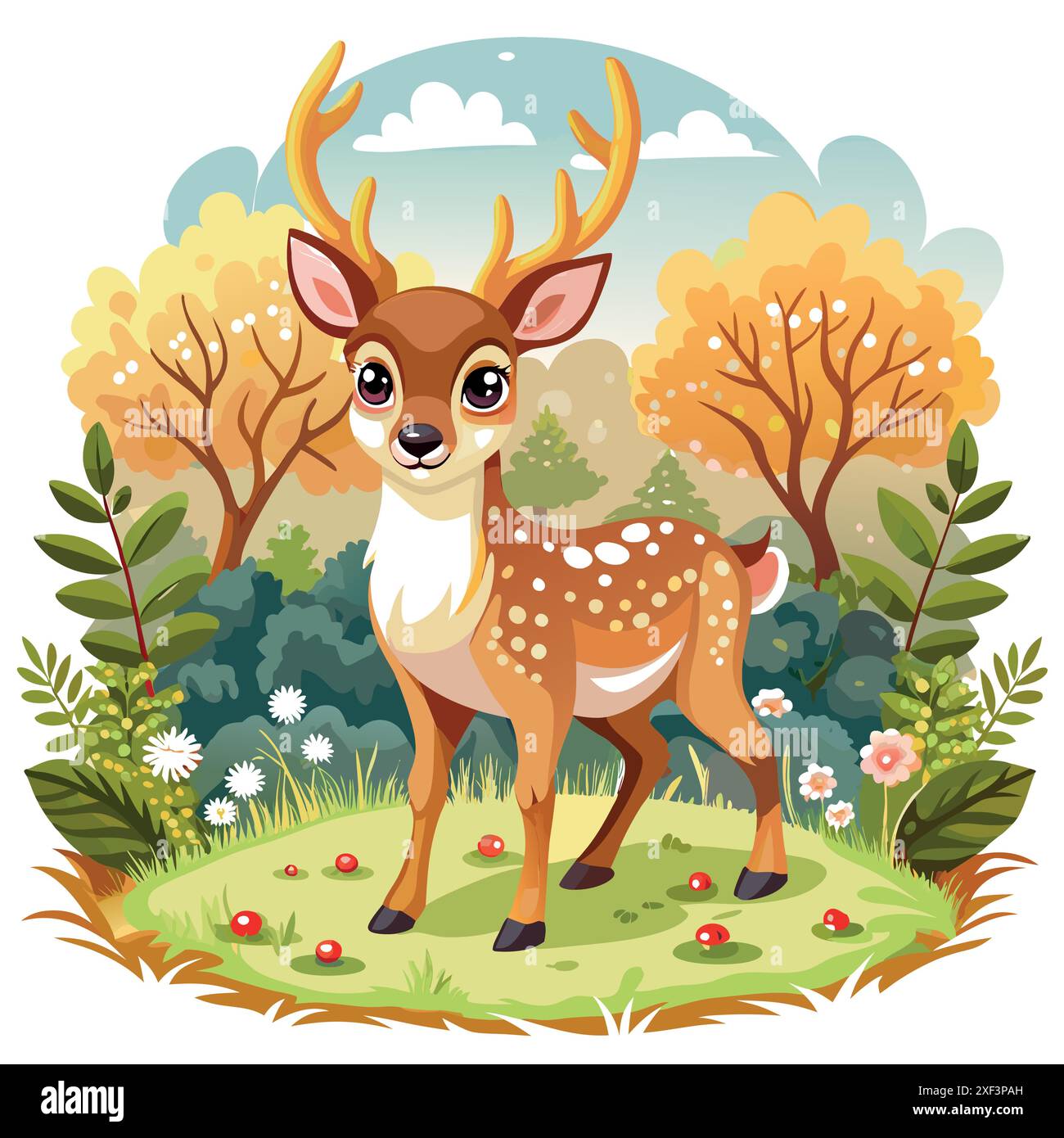 Fallow Deer lost smiles ocean vector. AI generated image. Clipart ...