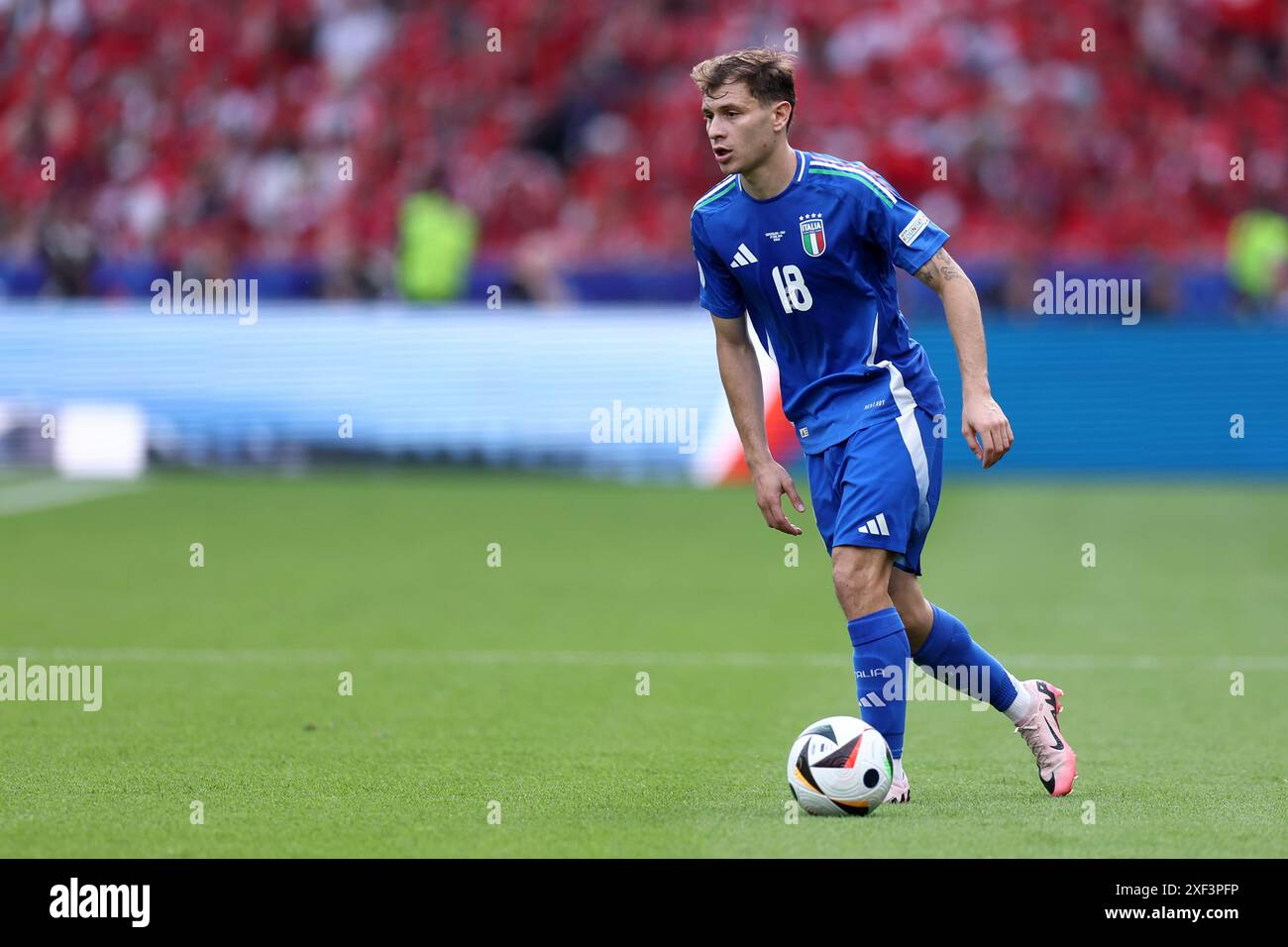 Nicolo Barella of Italy in action during the Uefa Euro 2024 round of 16 ...