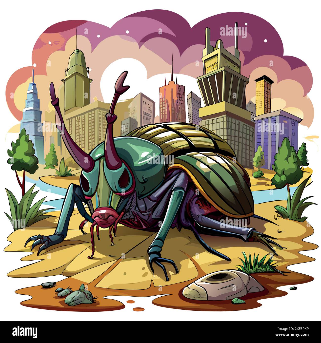 Figeater Beetle bug pathetic rests city vector. AI generated image ...