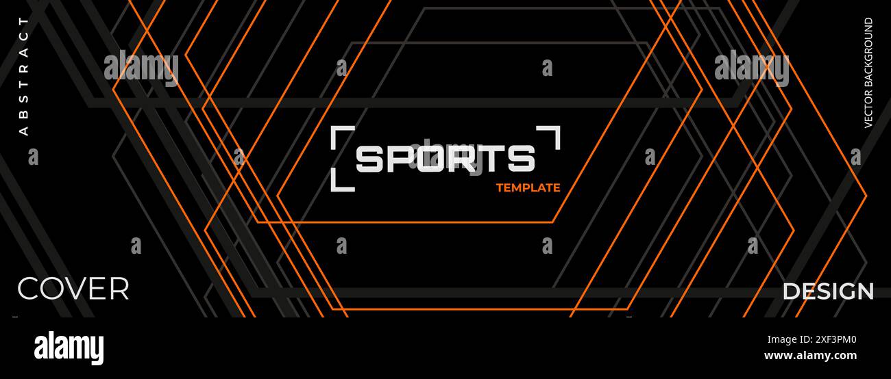 Black modern sports banner design with diagonal orange and gray lines ...