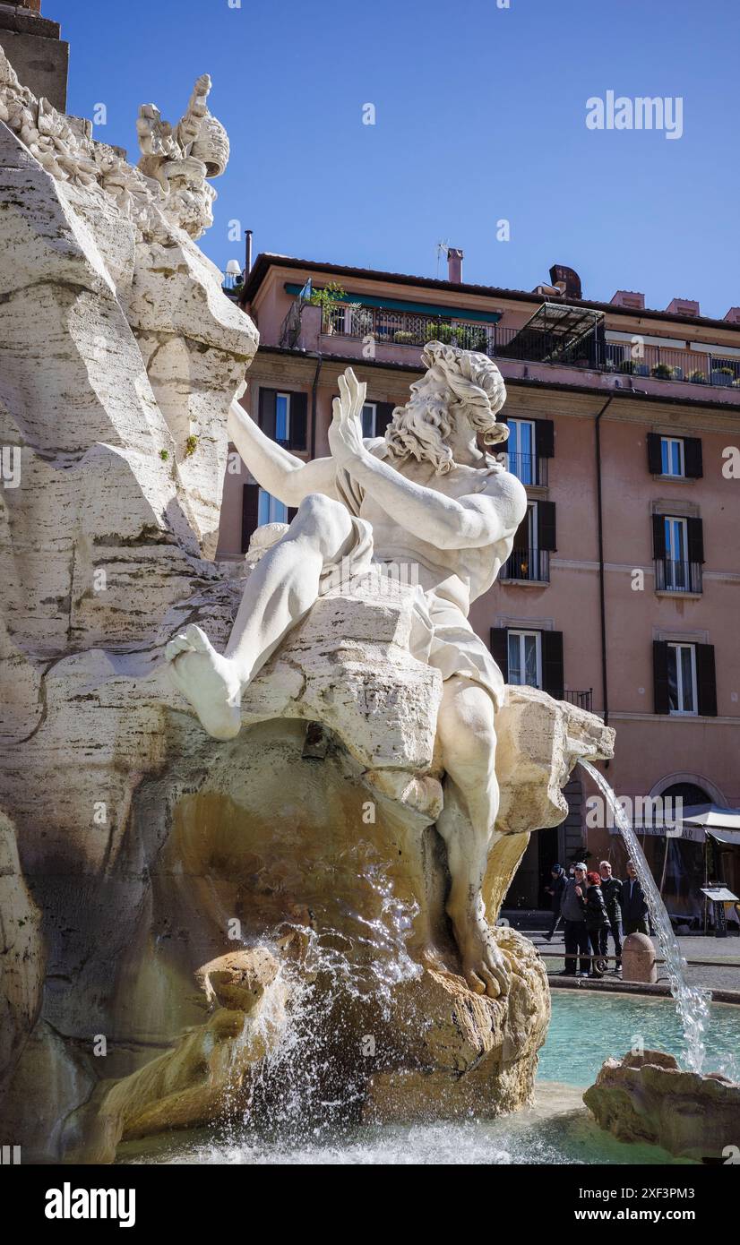 Fontana dei Quattro Fiumi (Fountain of the Four Rivers), designed by ...