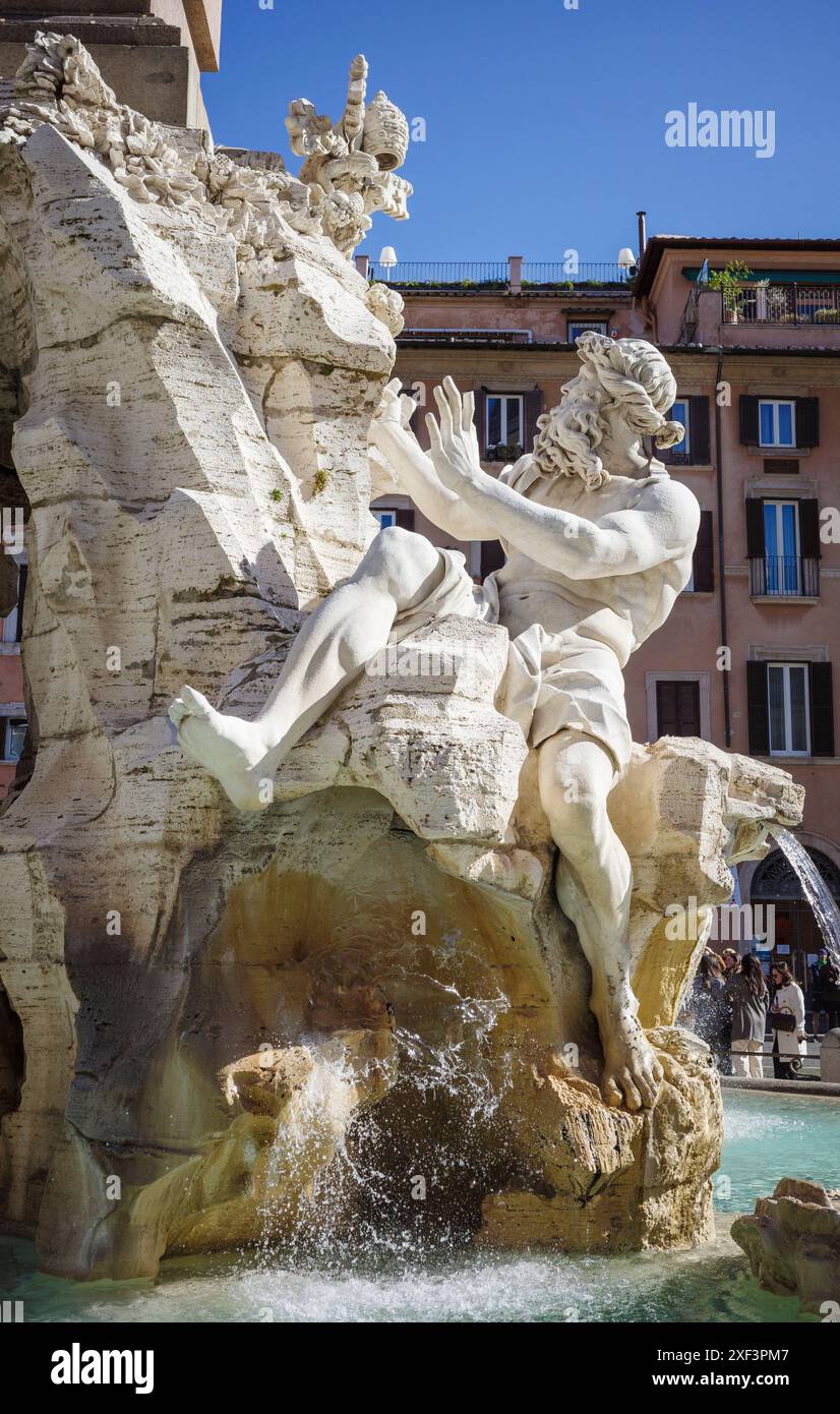 Fontana dei Quattro Fiumi (Fountain of the Four Rivers), designed by ...