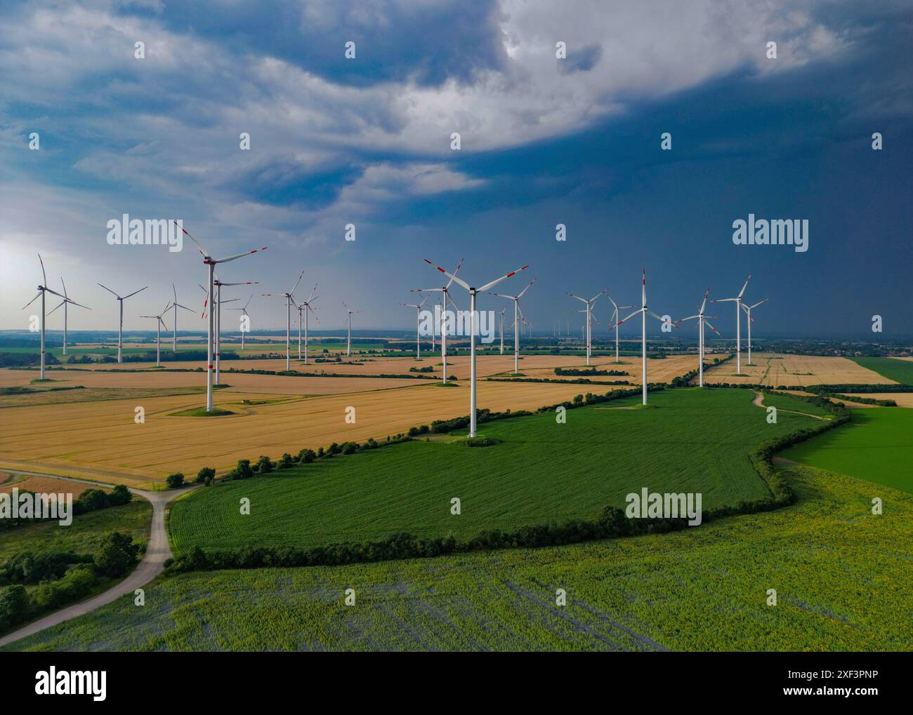 Approaching wind turbines aerial view hi-res stock photography and ...