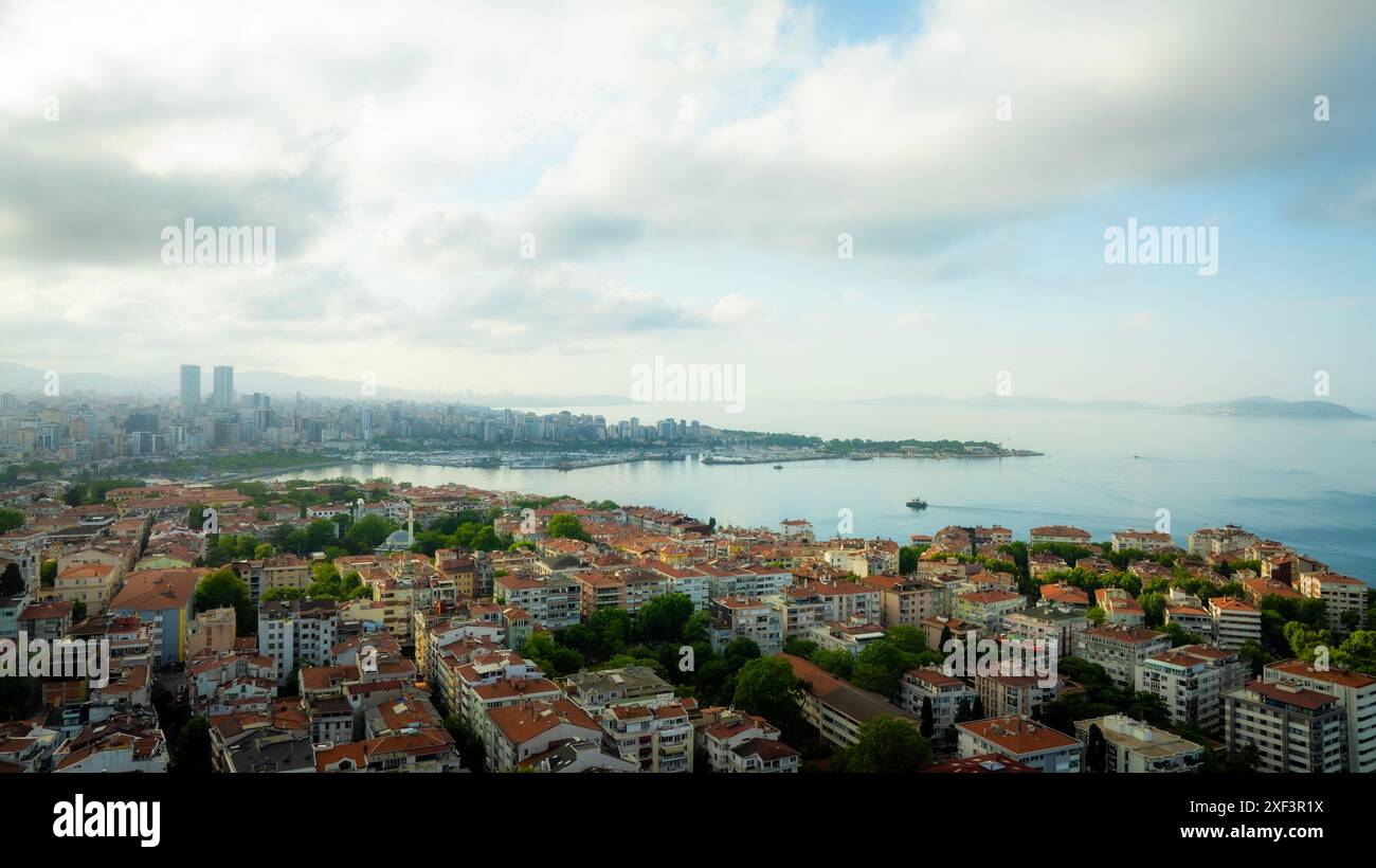 Aerial view from Moda neighborhoods of Kadikoy, a large, populous, and ...