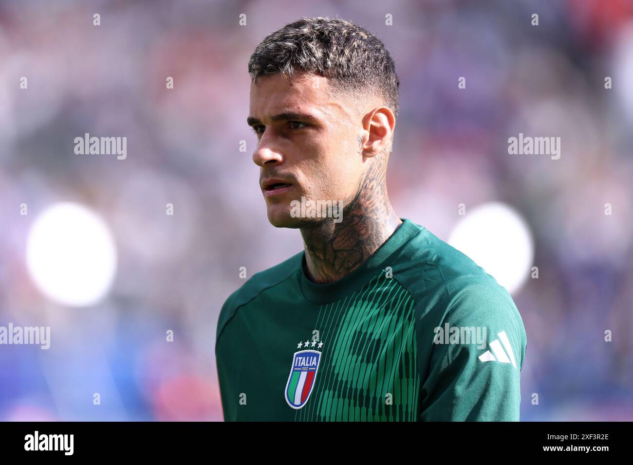 Gianluca Scamacca of Italy during warm up before the Uefa Euro 2024 ...
