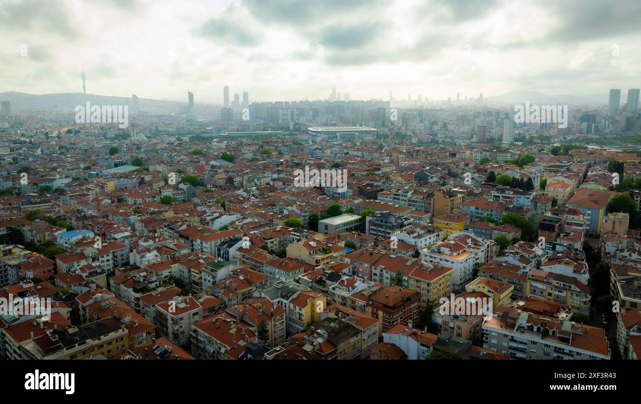 Aerial view from Moda neighborhoods of Kadikoy, a large, populous, and ...