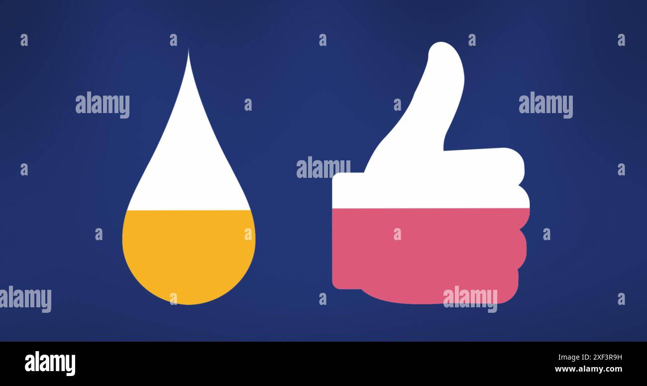 Image of half filled thumb and drop icons with orange and pink colours ...