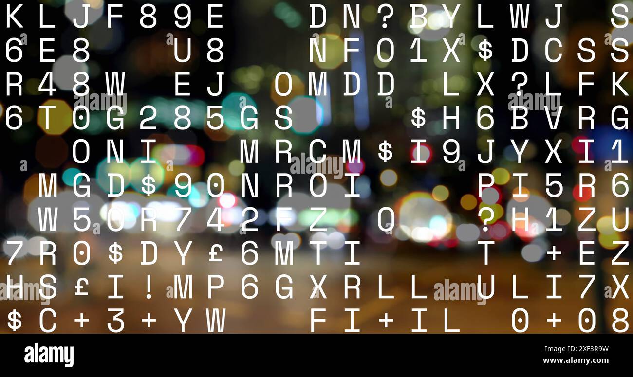 Image of letters and data processing over out of focus road traffic ...