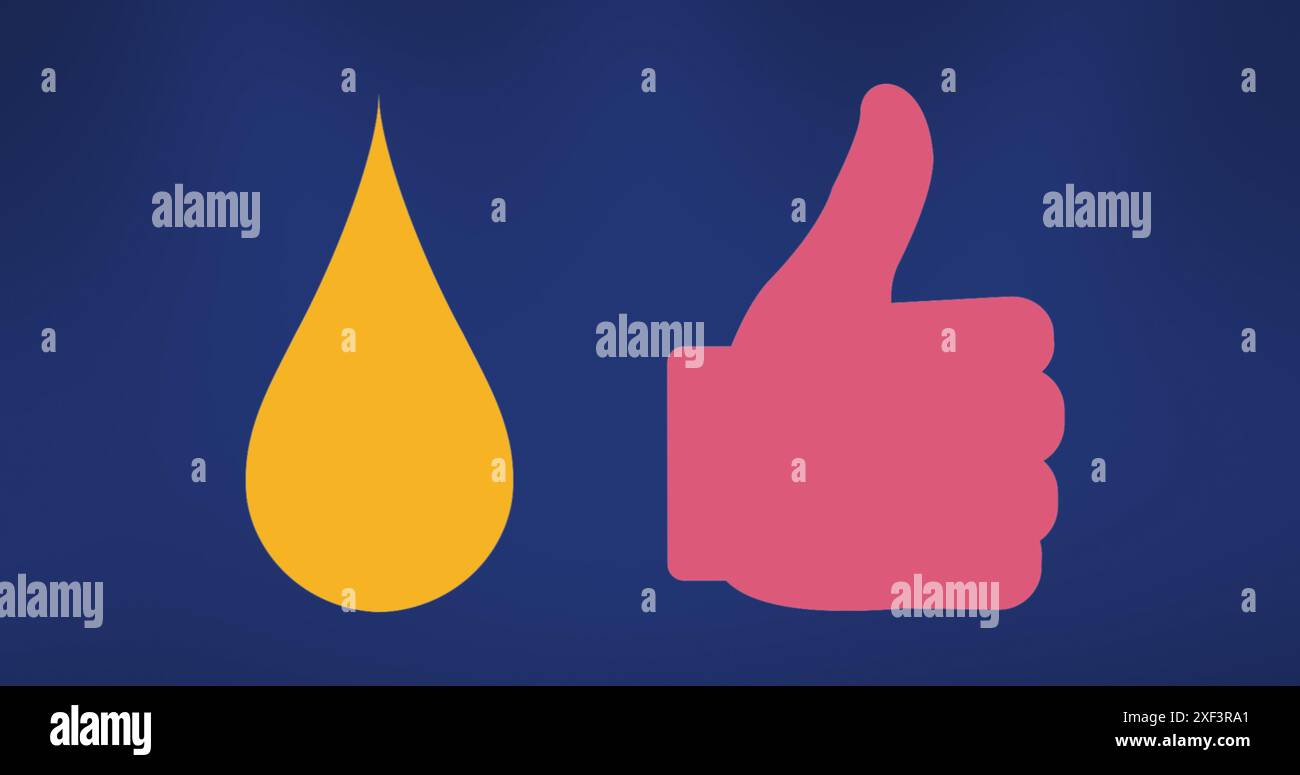 Image of filled thumb and drop icons with orange and pink colours Stock ...