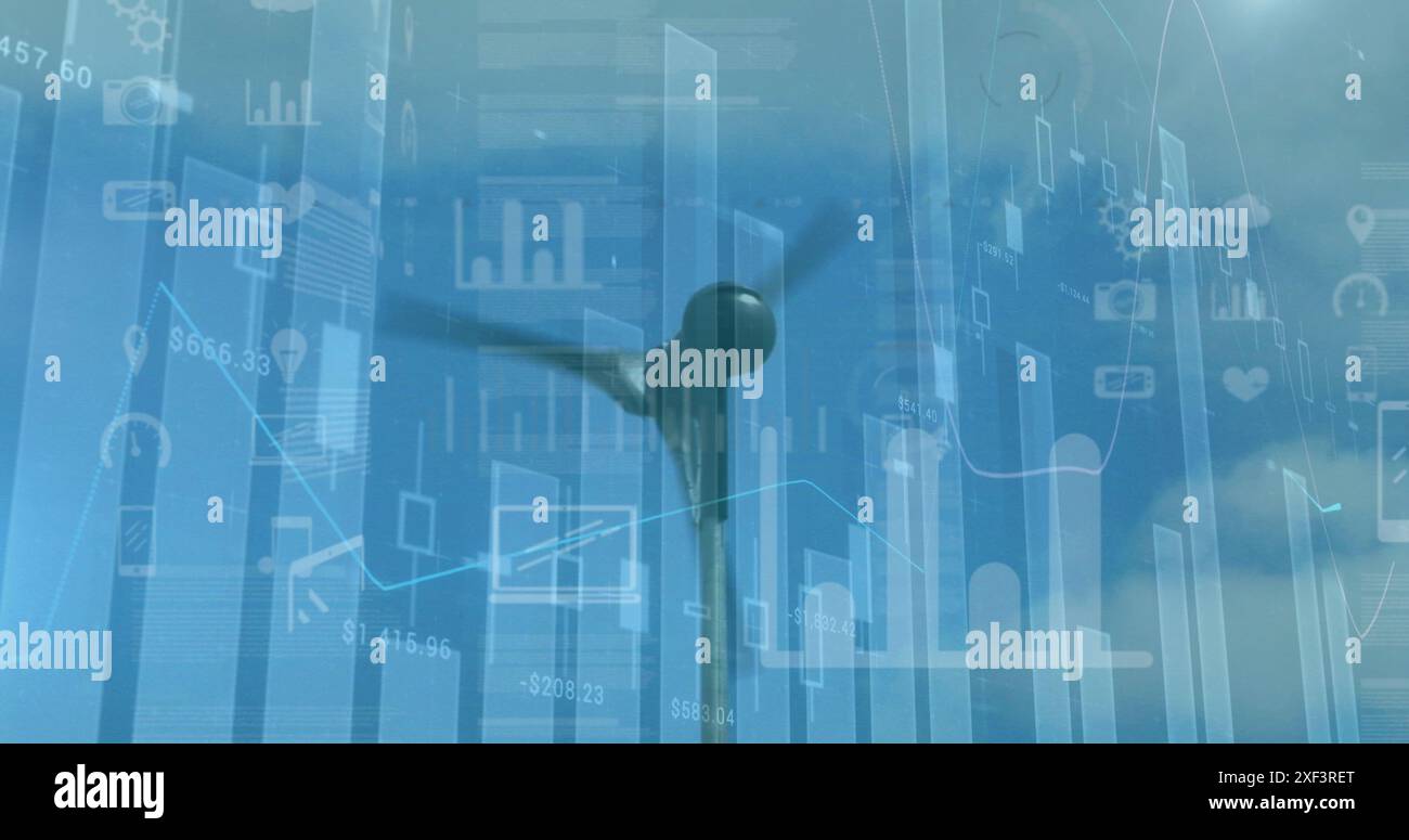 Animating green data visualization over hi-res stock photography and images - Alamy